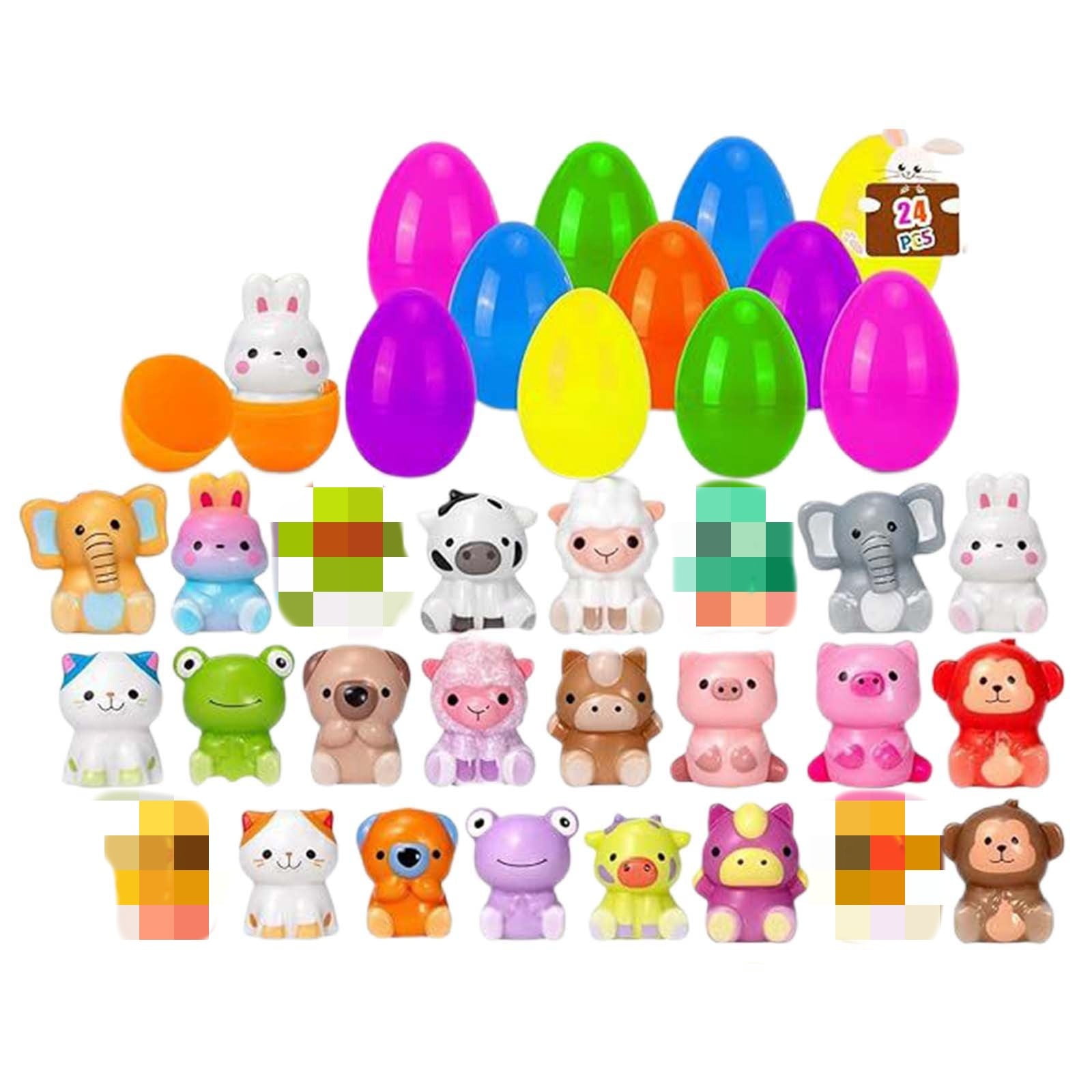JOYIN 24 Pcs Prefilled Easter Eggs of Mini Stuffed Animal Plush Toys ...