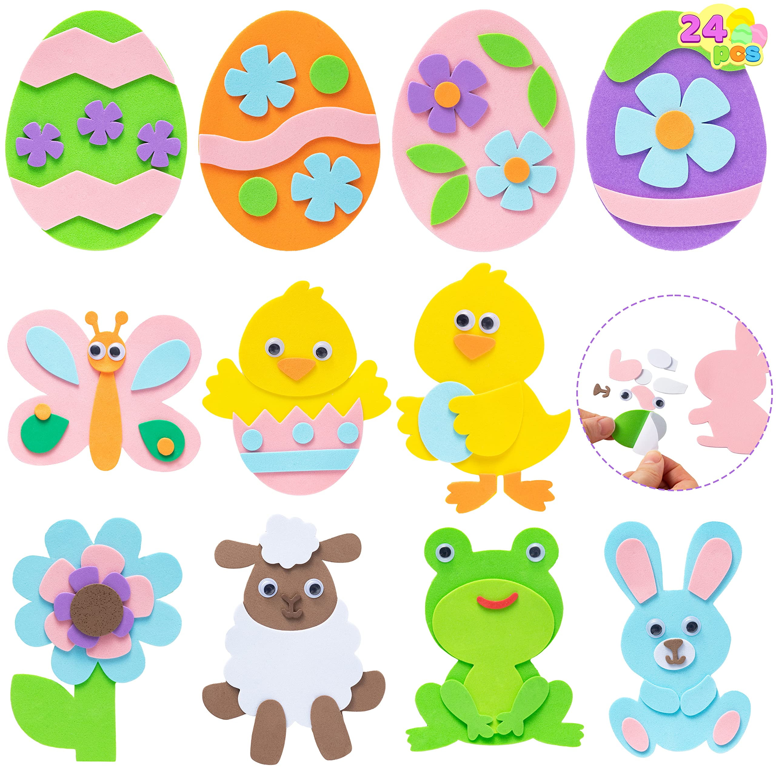 JOYIN 24 PcsITSC Foam Easter Egg Magnet Craft Kit, Easter Craft Kits ...