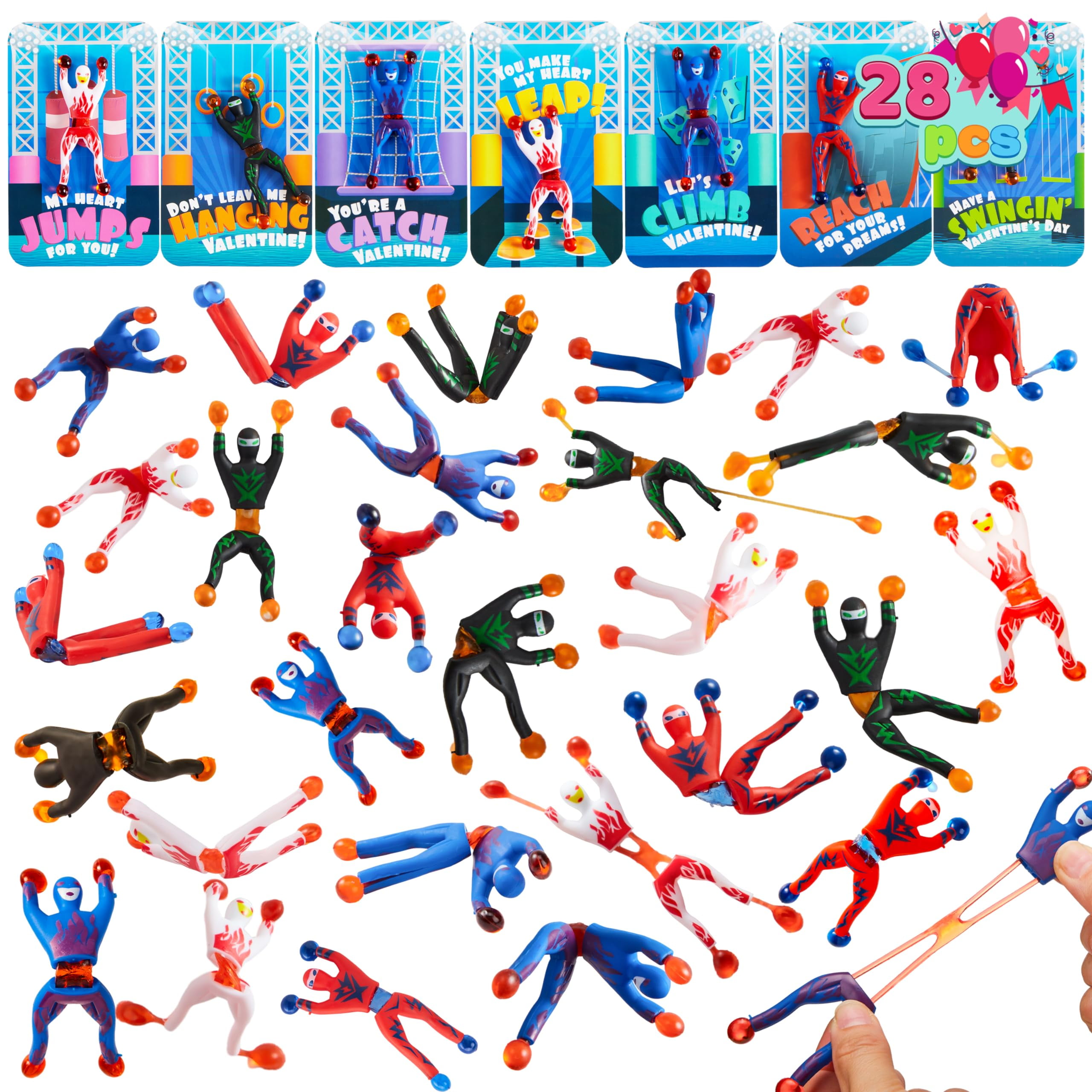 JOYIN 28 Pack Valentine's Day Ninja Sticky Man with Cards, Classroom ...