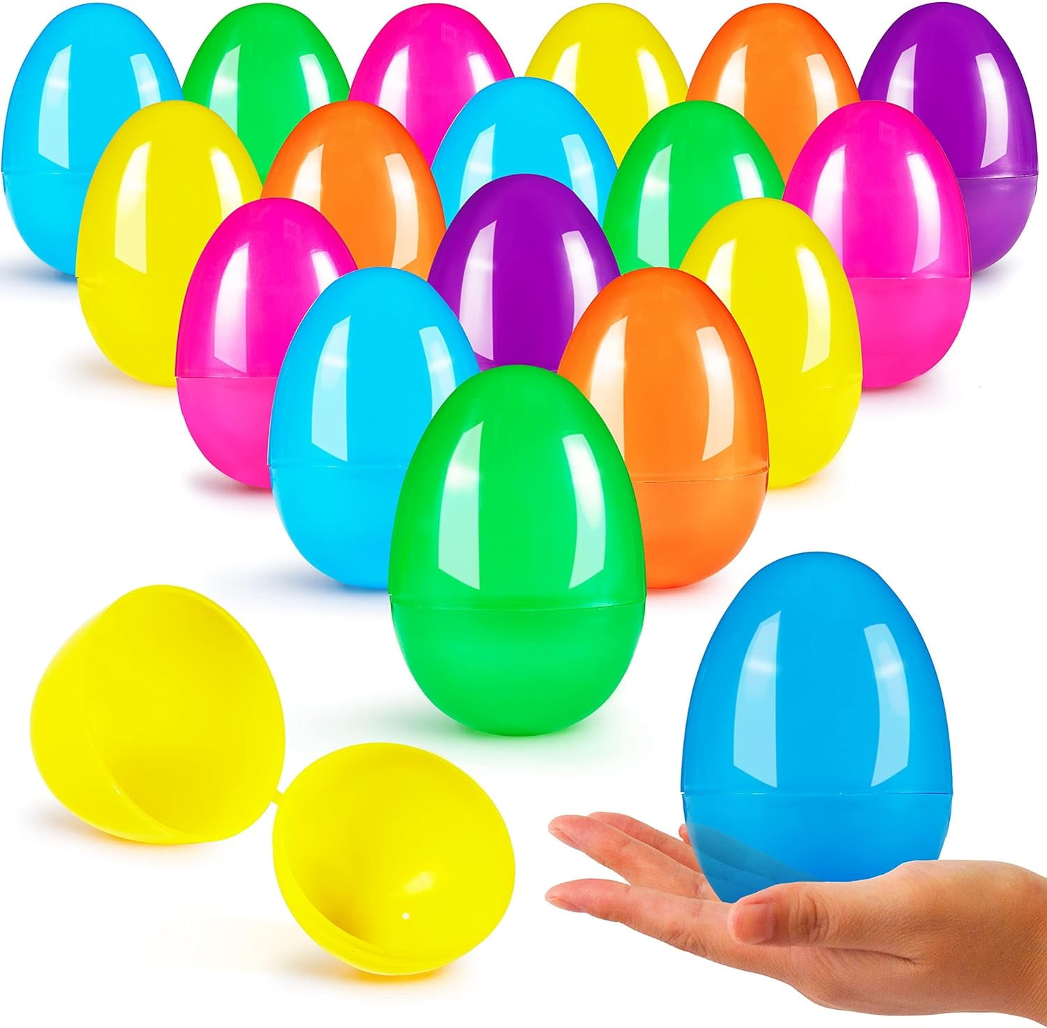 JOYIN 3.15" Easter Eggs, Large Fillable Plastic Eggs Empty Colorful ...