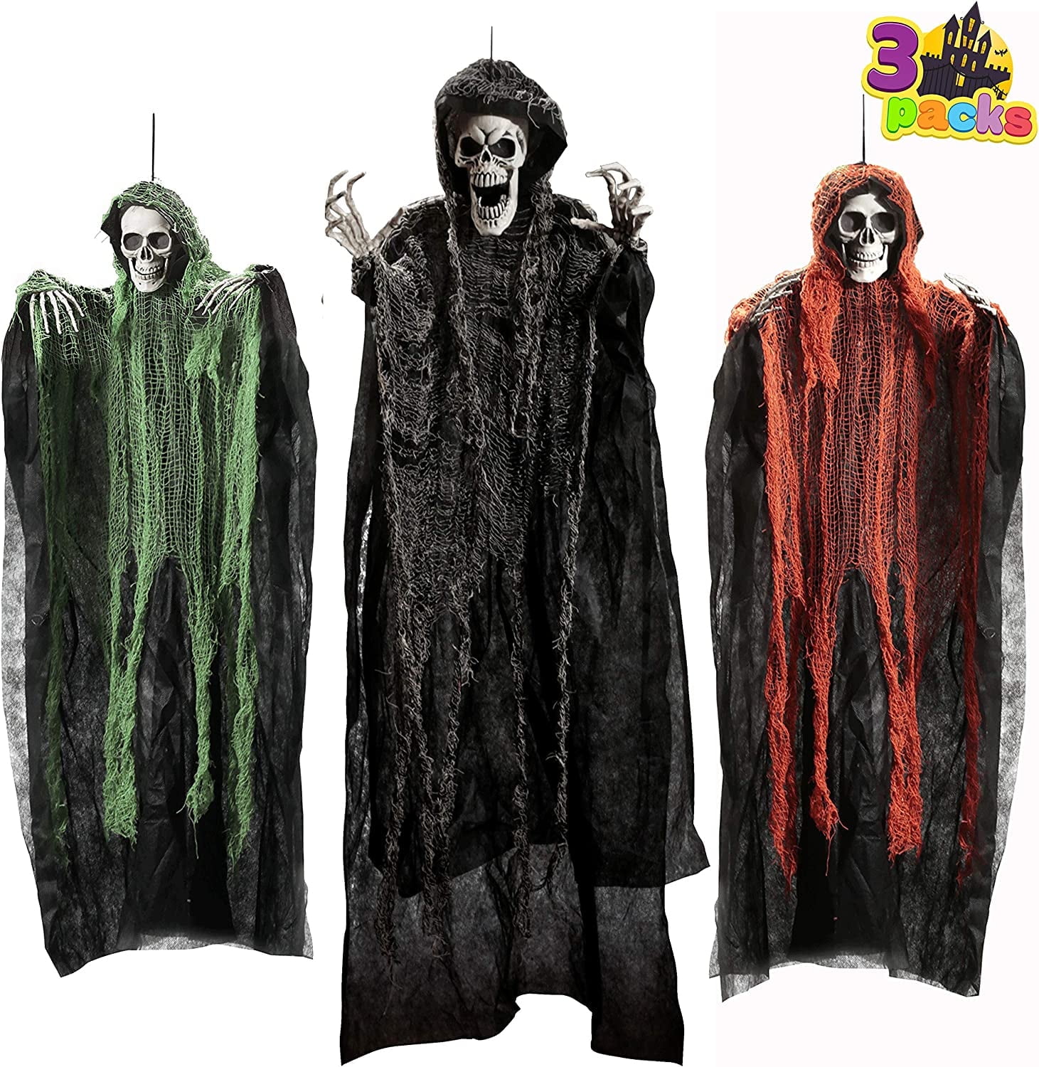 JOYIN 3 Pack Grim Reapers Halloween Decor (47” & 35”) For Indoor ...