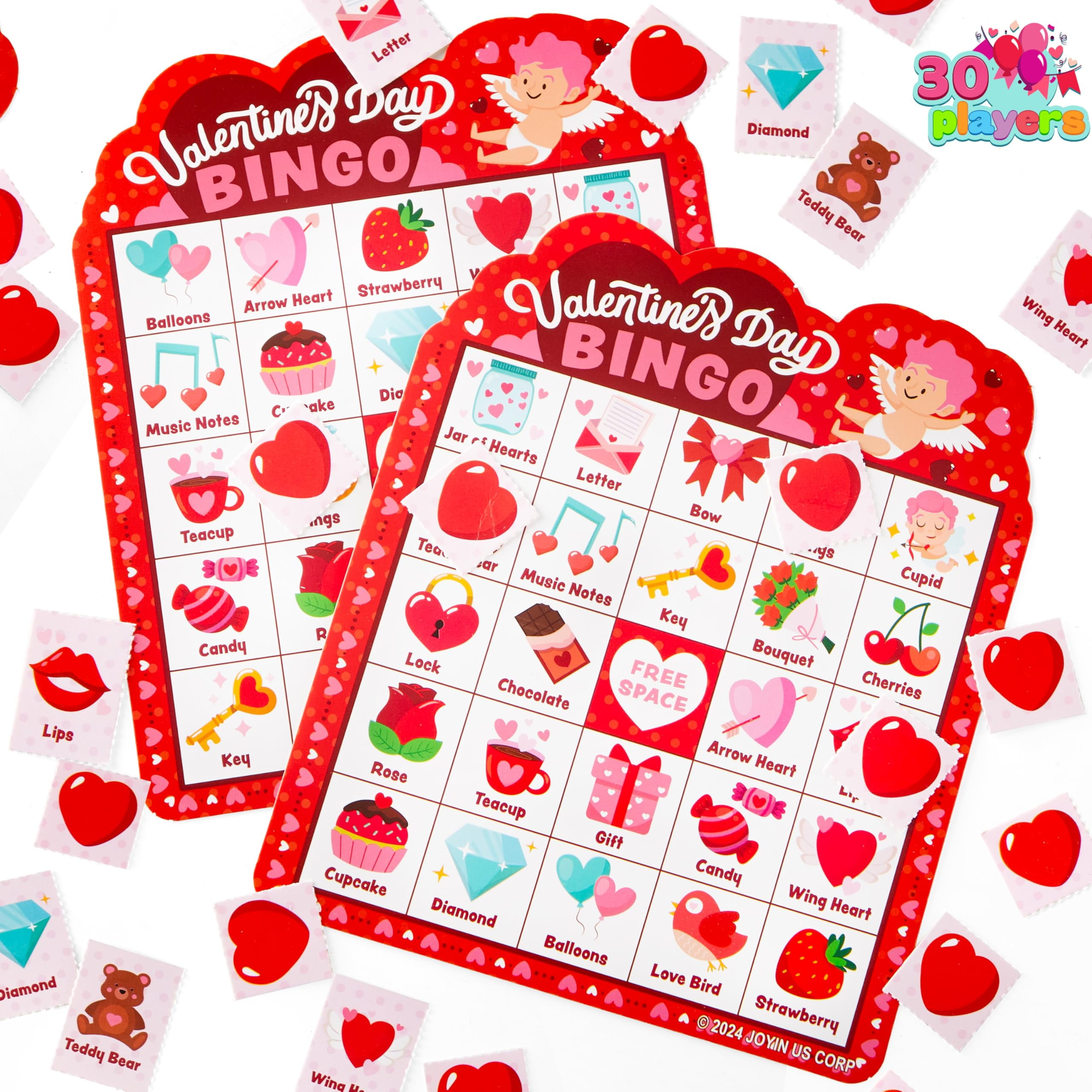JOYIN 30 Players Valentines Day Bingo Cards (5x5) for Kids School ...
