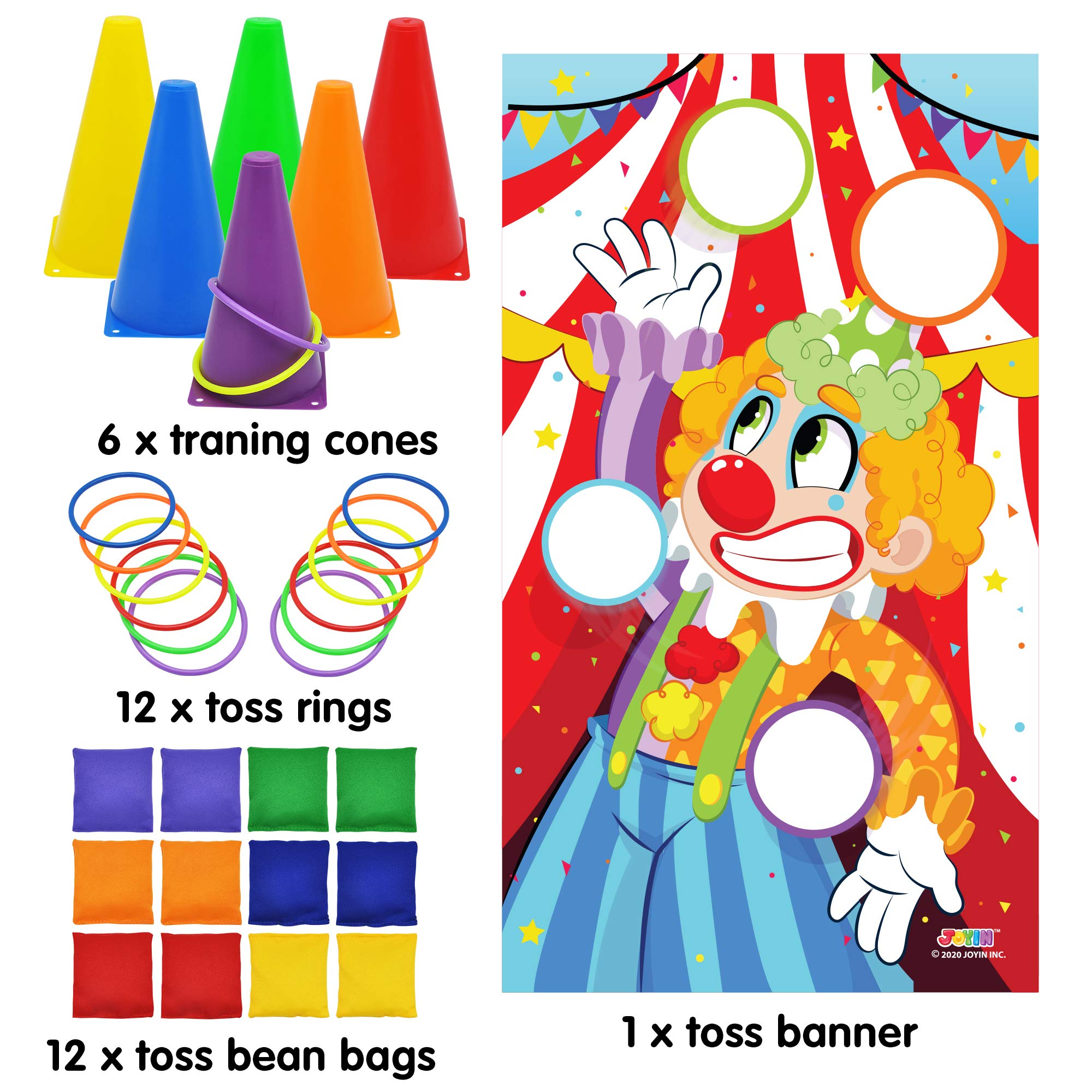 Eocolz 3 in 1 Carnival Games Set, Soft Plastic Cones Bean Bags Ring Toss Games for Kids Birthday ...