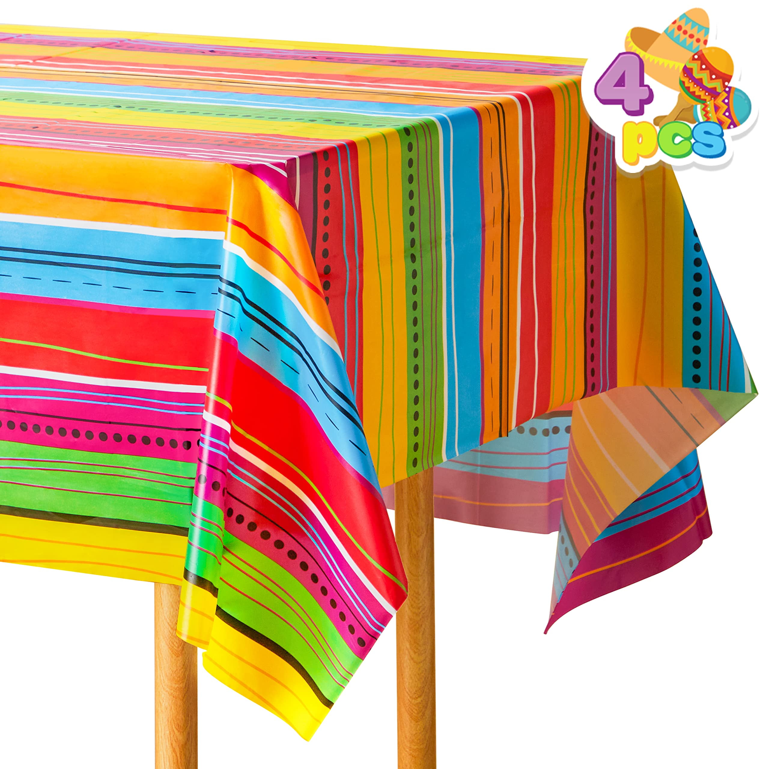 JOYIN 4 Pcs Plastic Tablecloth, 54x108 in, Mexican Themed for Parties ...