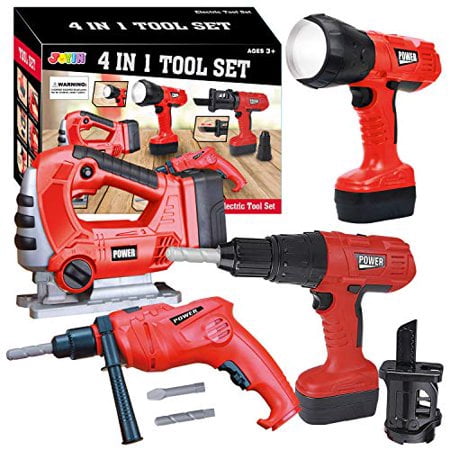 JOYIN 4-in-1 Realistic Construction Tool Toy Electric Tool Playset ...
