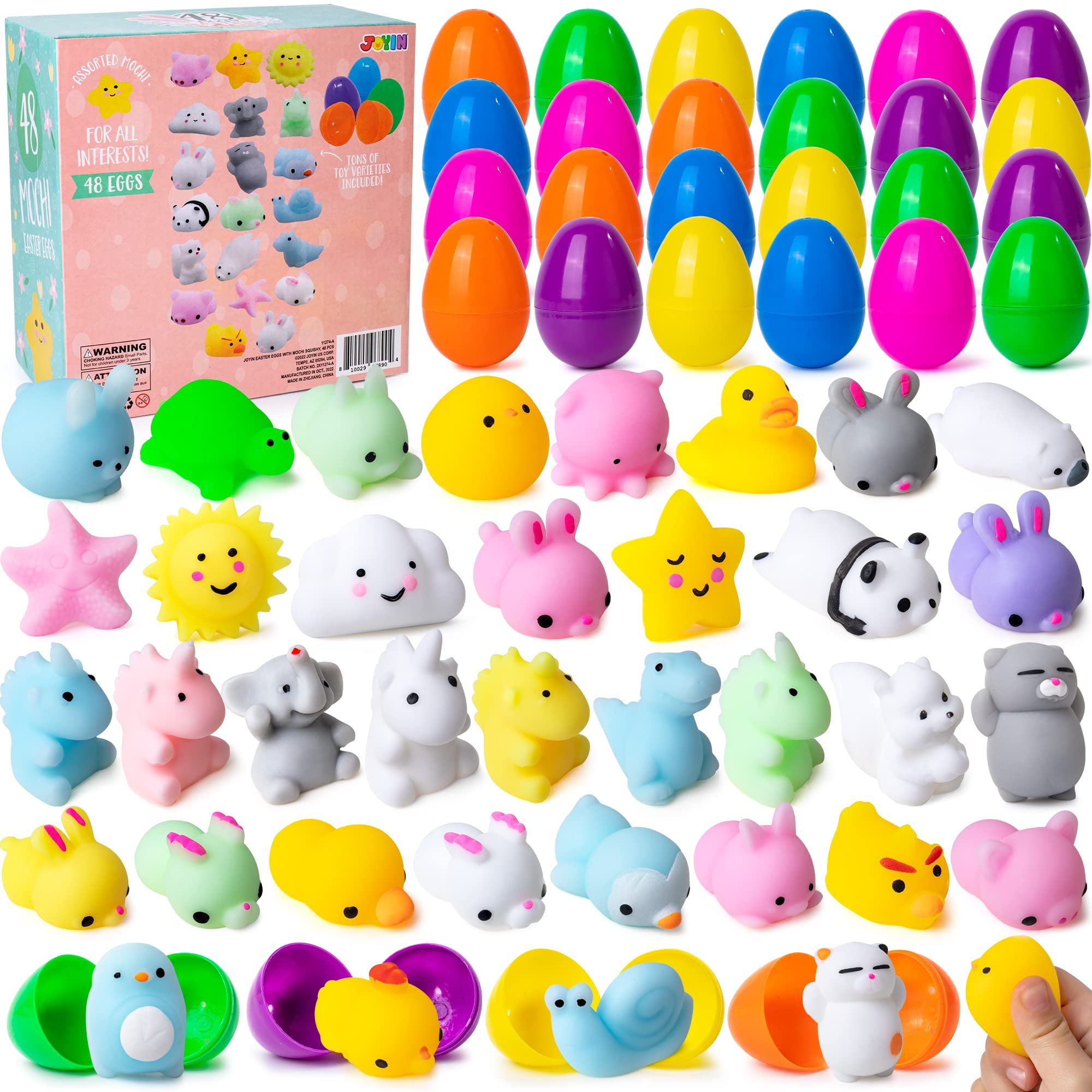 JOYIN 48 Mochi Squishy Toys Prefilled Easter Eggs, Kawaii Stress ...
