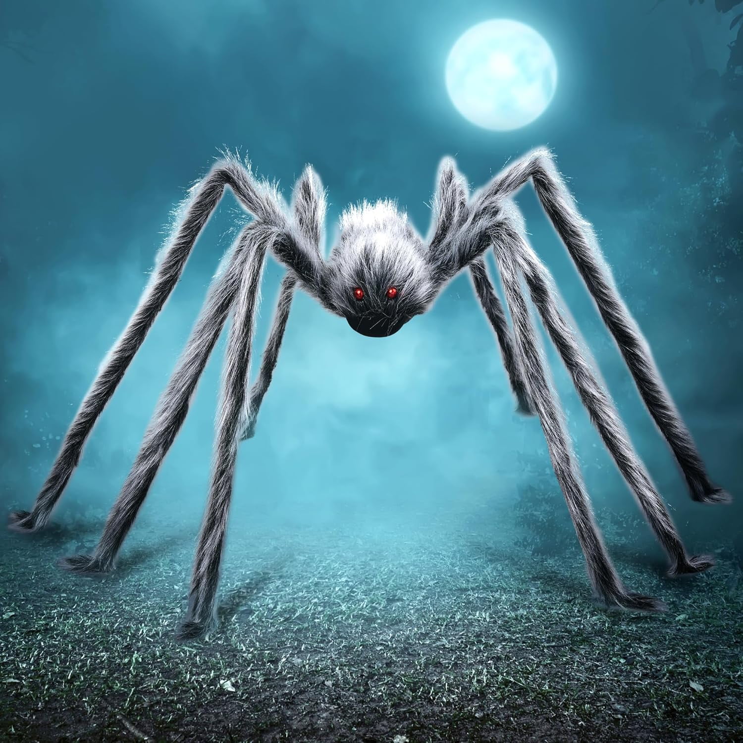 JOYIN 5 Ft Halloween Giant Spider Outdoor Decorations Scary Hairy ...