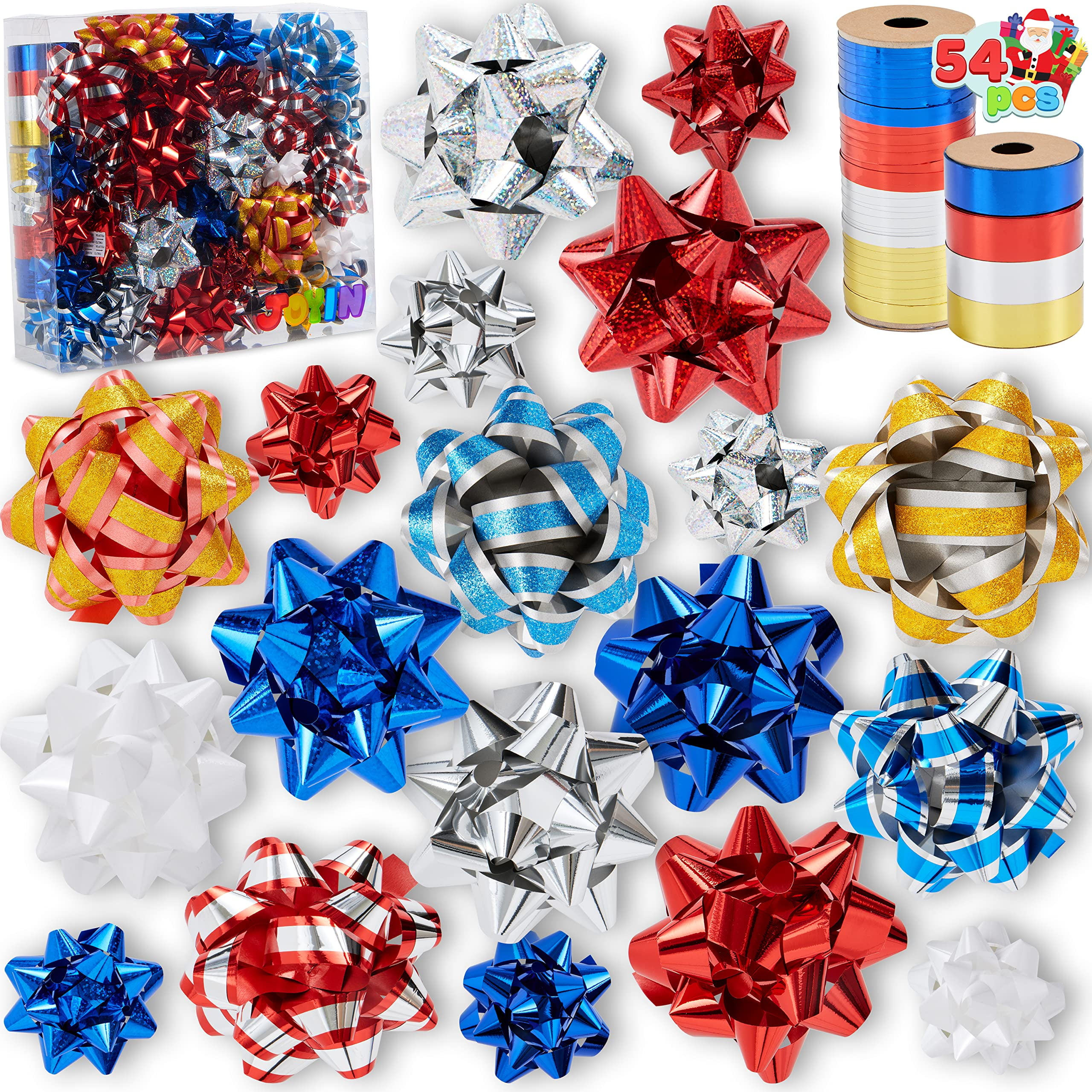 JOYIN 54 PCS Christmas Gift Bows & Gift Ribbons, 46 Multi-Colored ...
