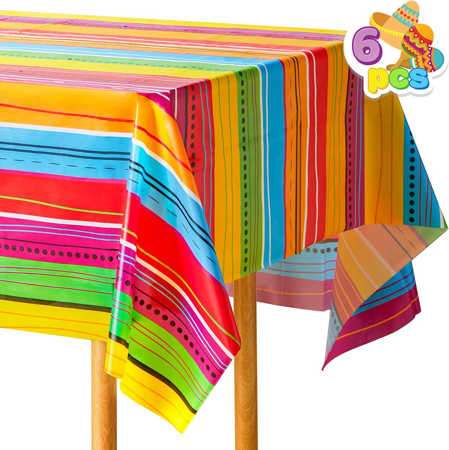JOYIN 6 Pcs Plastic Tablecloth, Mexican Themed, 54x108 inch, For Fiesta ...