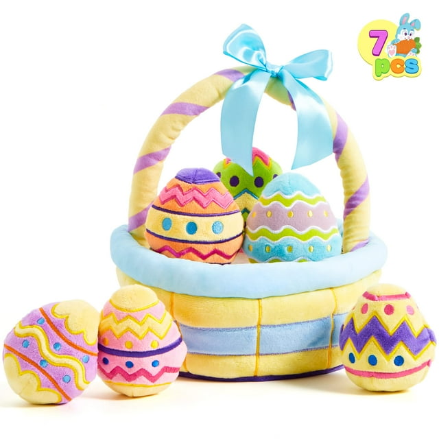 JOYIN 7 Pcs Easter Basket With Baby Plushies Playset & Fillers, Party ...