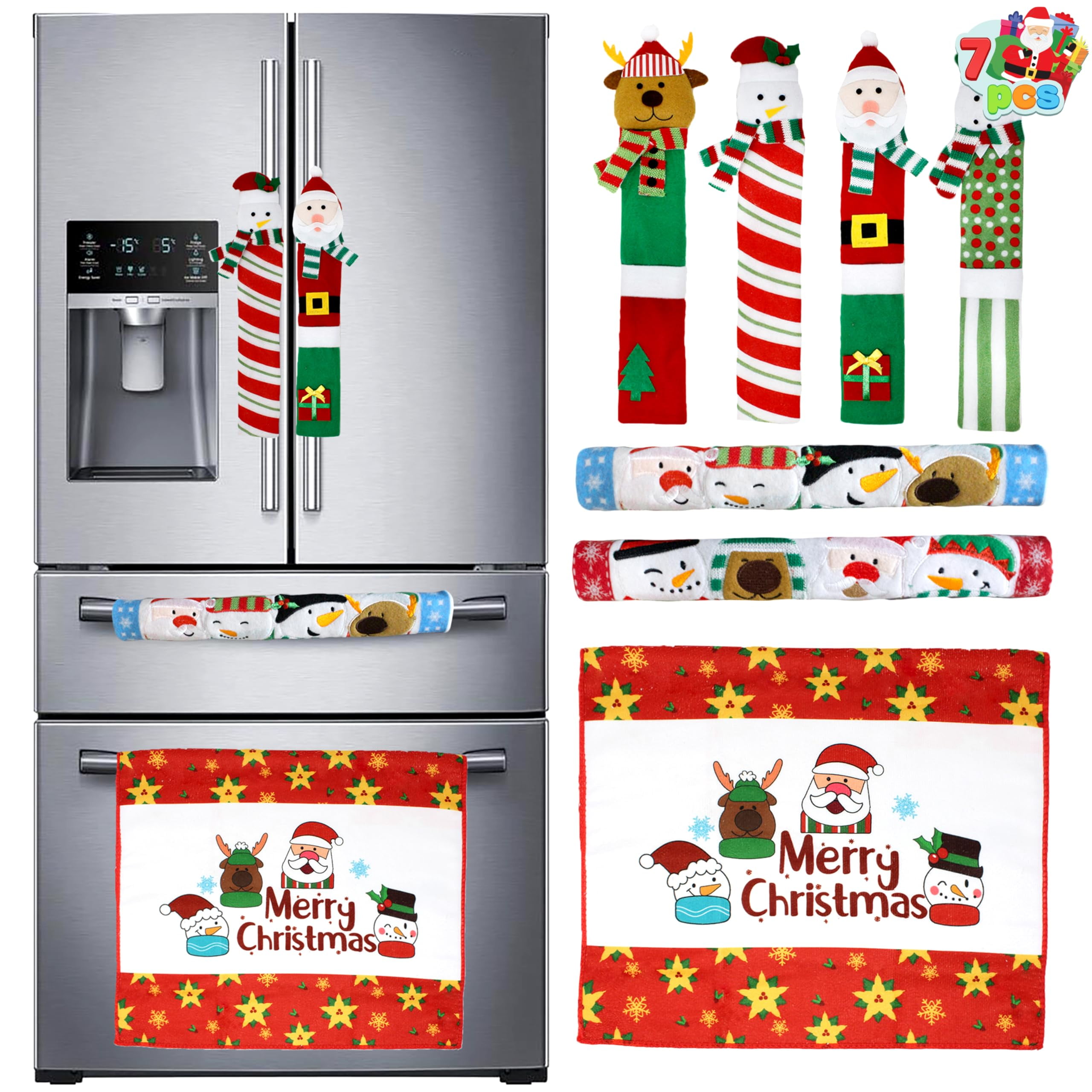 JOYIN 7 Pcs Christmas Kitchen Appliance Handle Covers, Santa Snowman ...