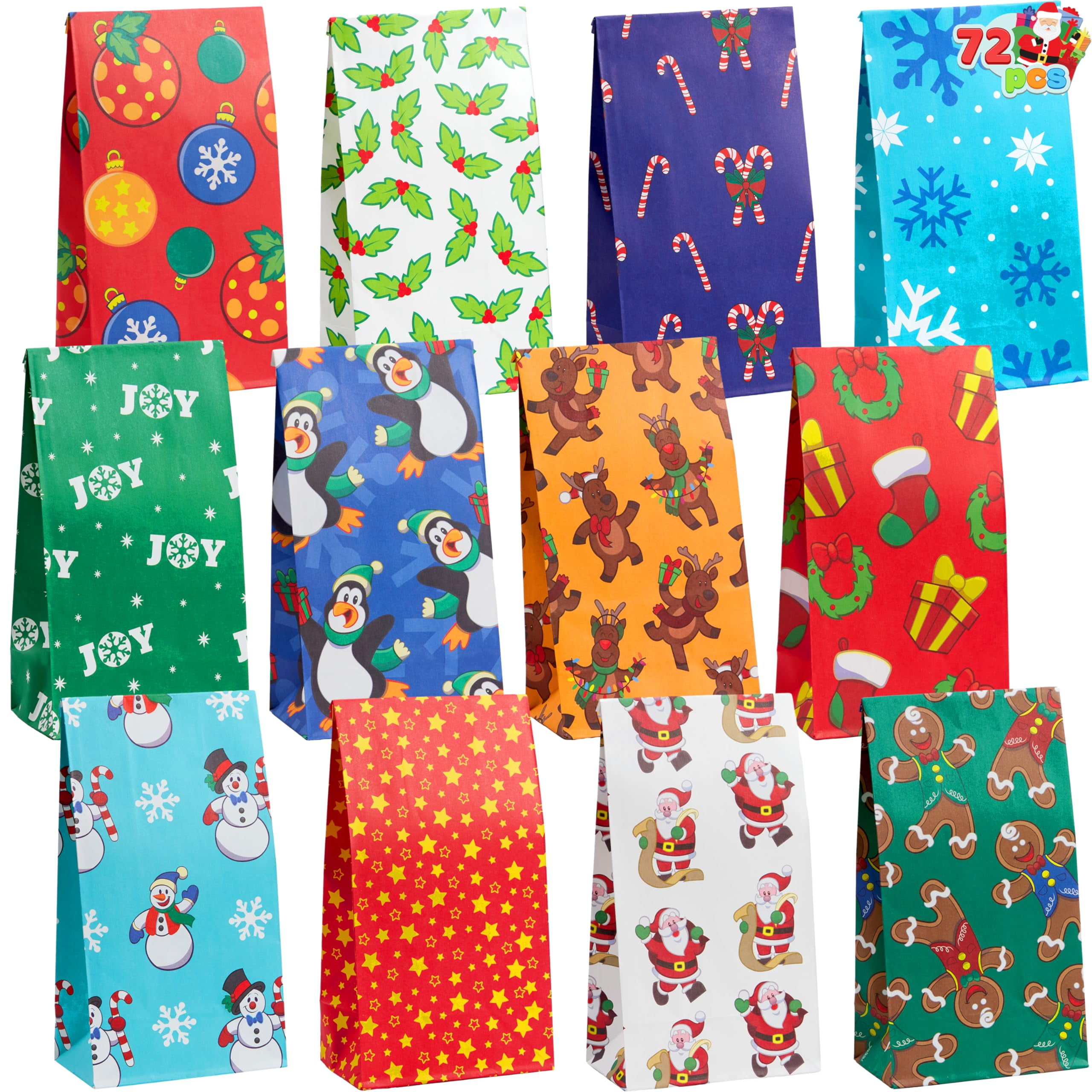 JOYIN 72 Pcs Xmas Goodie Candy Bags, 10''x5'' Small Paper Treat Bags ...