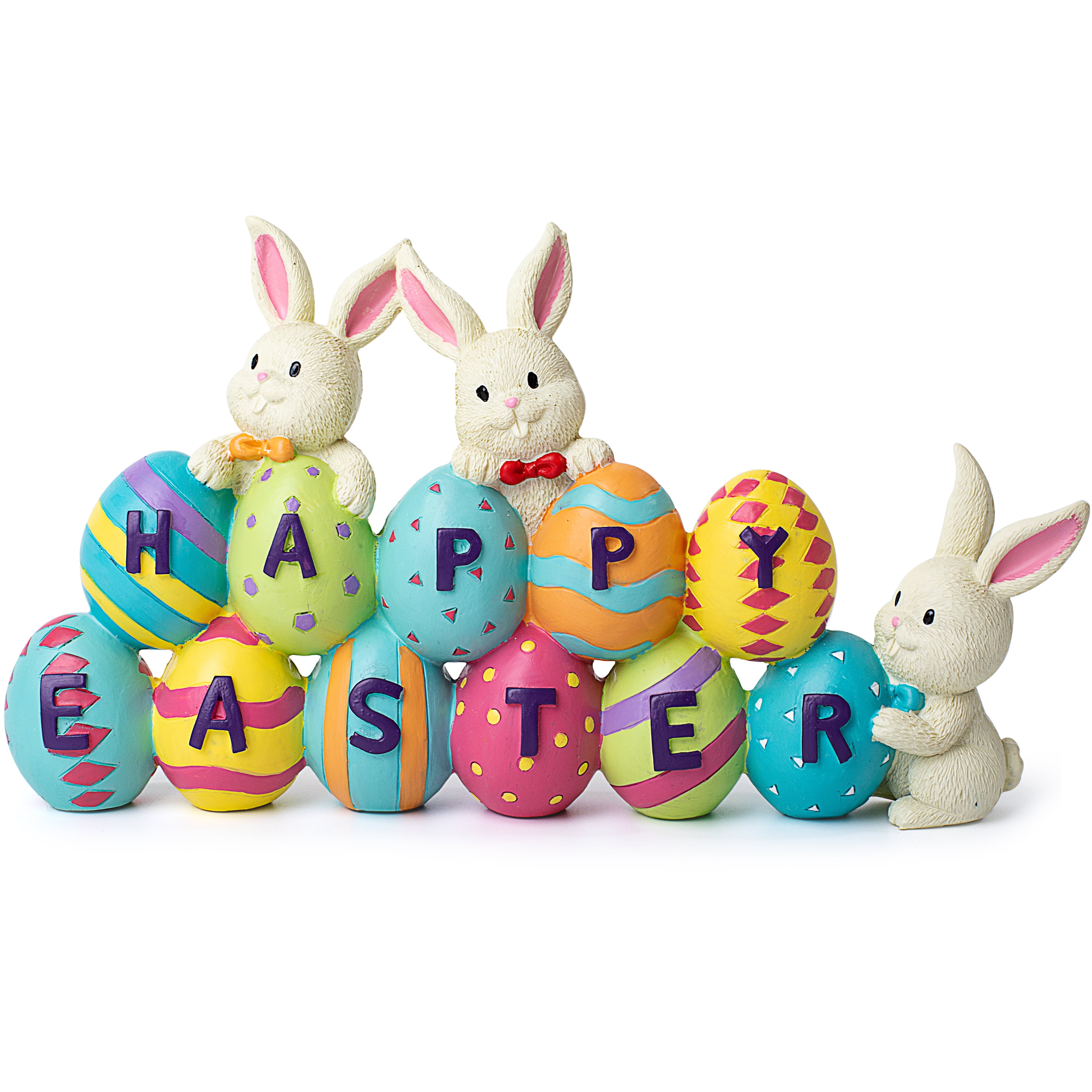 JOYIN Indoor Easter Bunny & Egg Decor, Resin Tabletop Centerpiece for ...