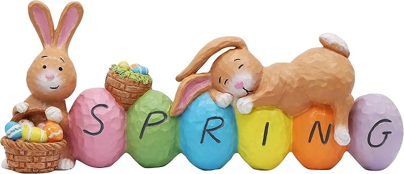 JOYIN Easter Bunny Eggs with The Word Easter Resin Centerpiece Decor 4 ...