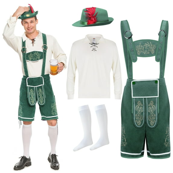 Joyfy Men's German Bavarian Oktoberfest Costume Set, Beer Costume Hat ...
