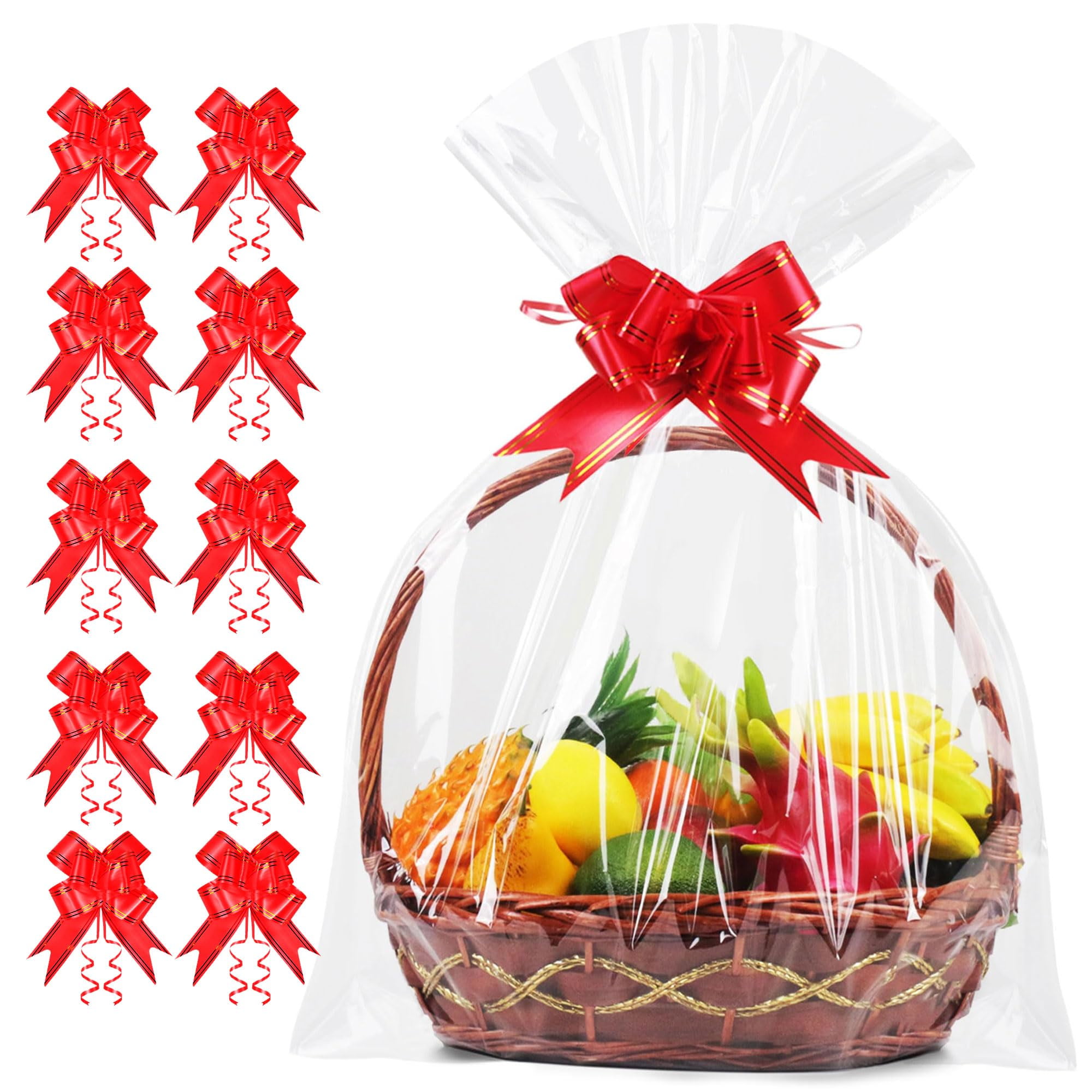 JOYIT 10PCS Extra Large Cellophane Wrap for Gift Baskets, 35x55 Inch ...