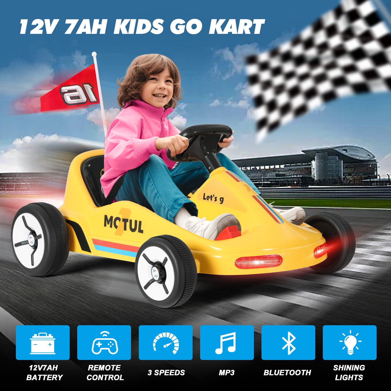 JOYLDIAS 12V Battery Powered Kids Ride On Car Electric Go Kart Gift 3 ...
