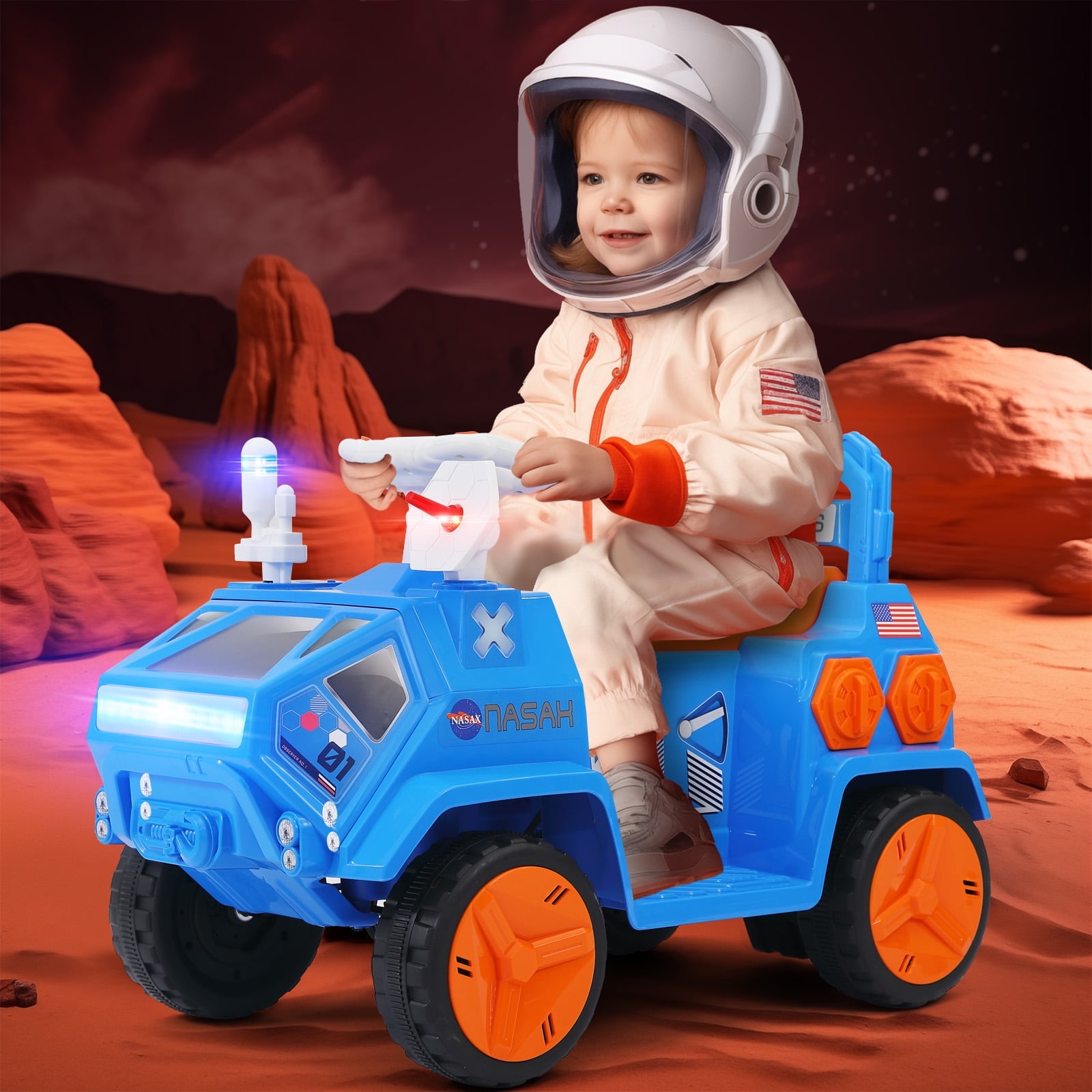 JOYLDIAS 12V for Kids Ride On Car Mars Rover with Radar, Alarm, Remote ...