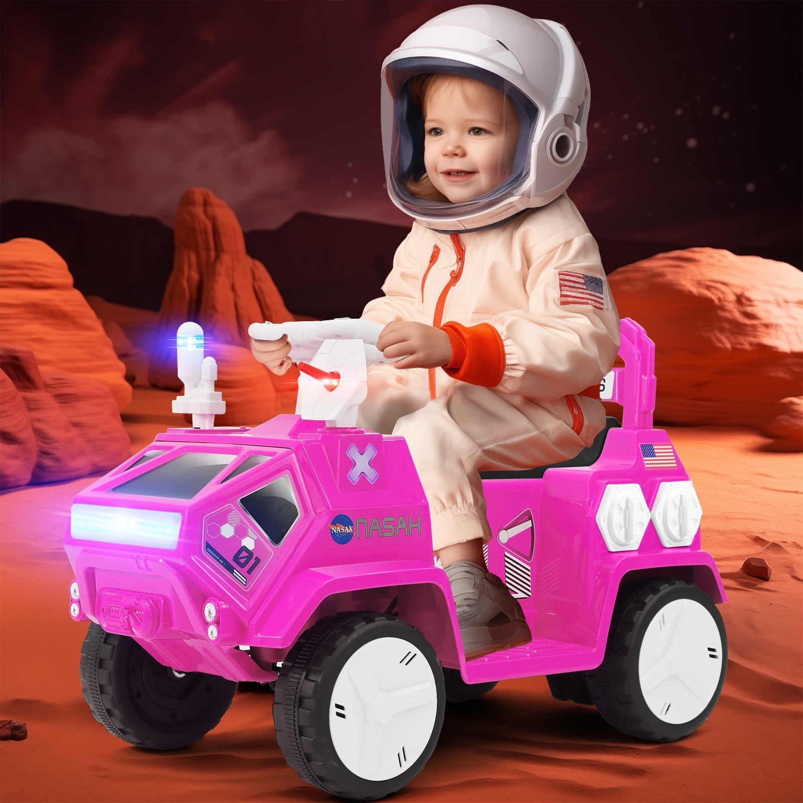 JOYLDIAS 12V for Kids Ride On Car Mars Rover with Radar, Alarm, Remote ...