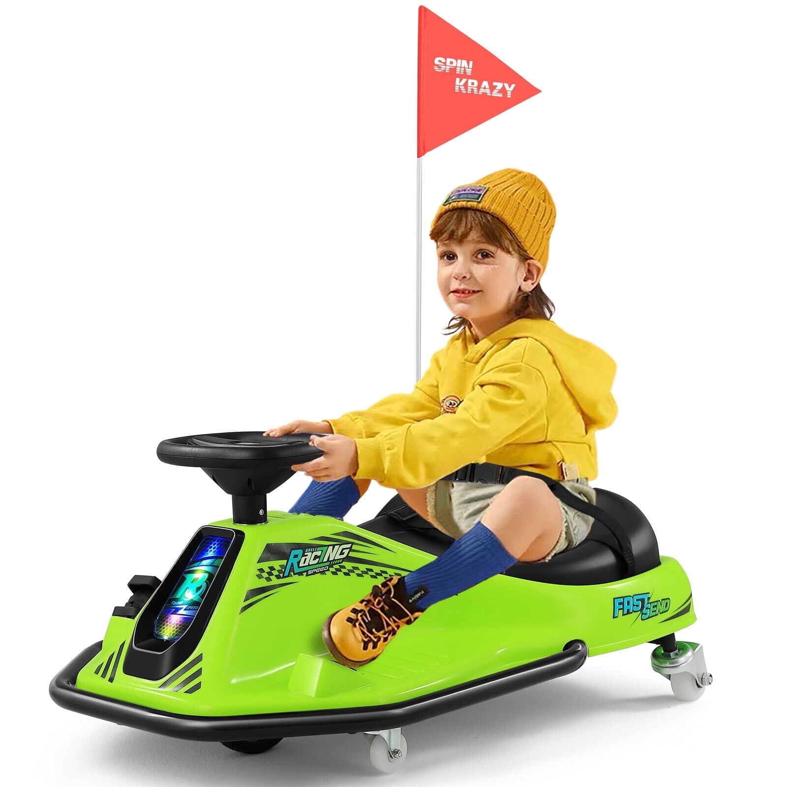 JOYLDIAS 24V Electric Drift Go Kart, 360° Rotating, High/Low Speed ...