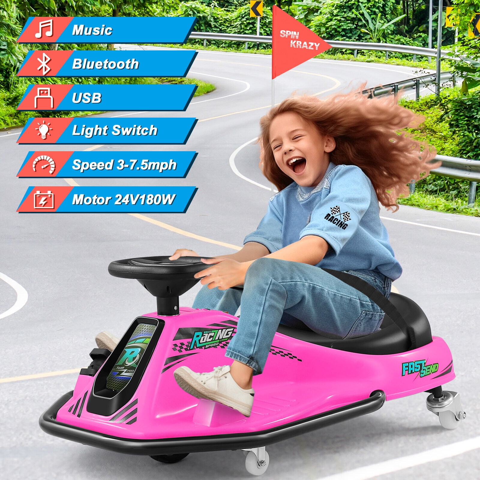 JOYLDIAS 24V Electric Ride on Drift Go Kart for Teens, 360 Rotating, 2 ...