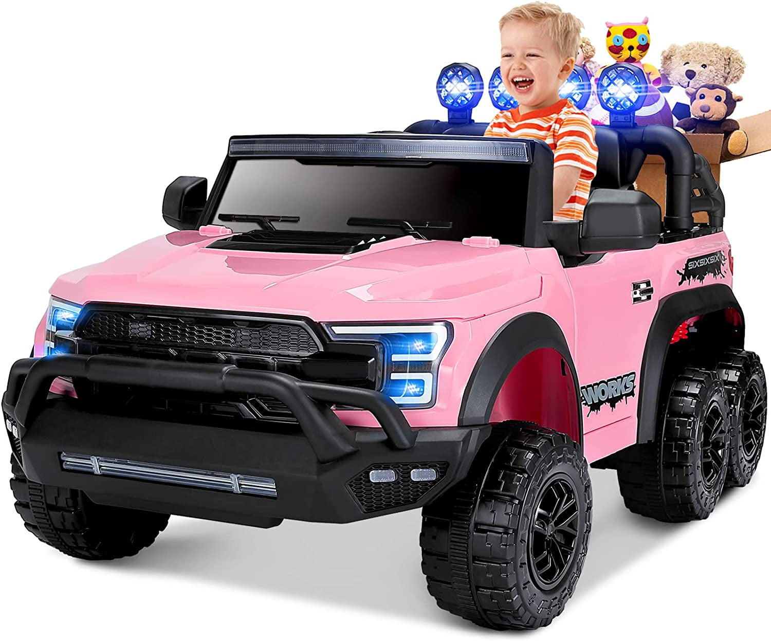 Joyldias 6 Wheeler Kids Ride on Truck, 12V Electric Car, Remote Control ...