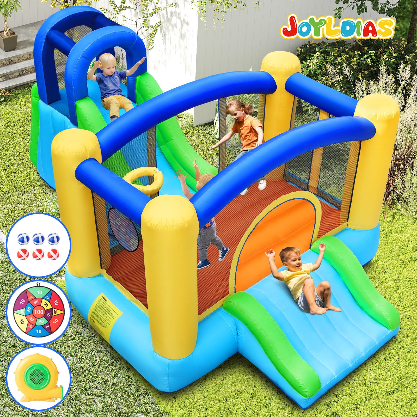 JOYLDIAS Bounce House Inflatable Bouncer with 370W Air Blower, Jumping ...