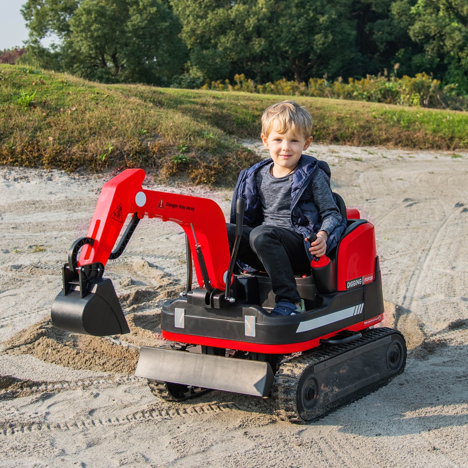 Joyldias Kids 12V Electric Ride On Excavator and Bulldozer, 360Â ...