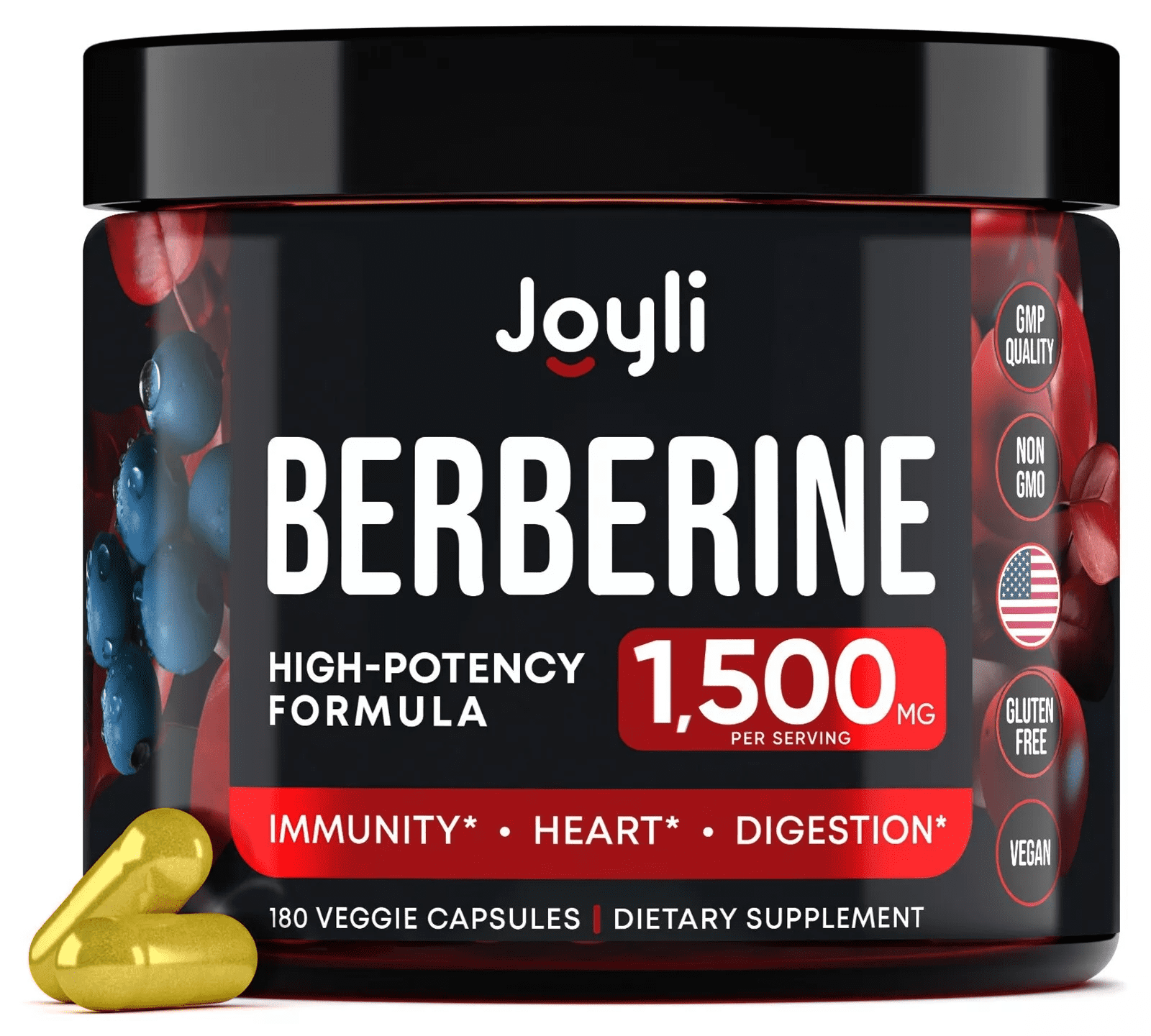 JOYLI 1500 mg Berberine Supplement with Citrus Bergamot for Immune ...