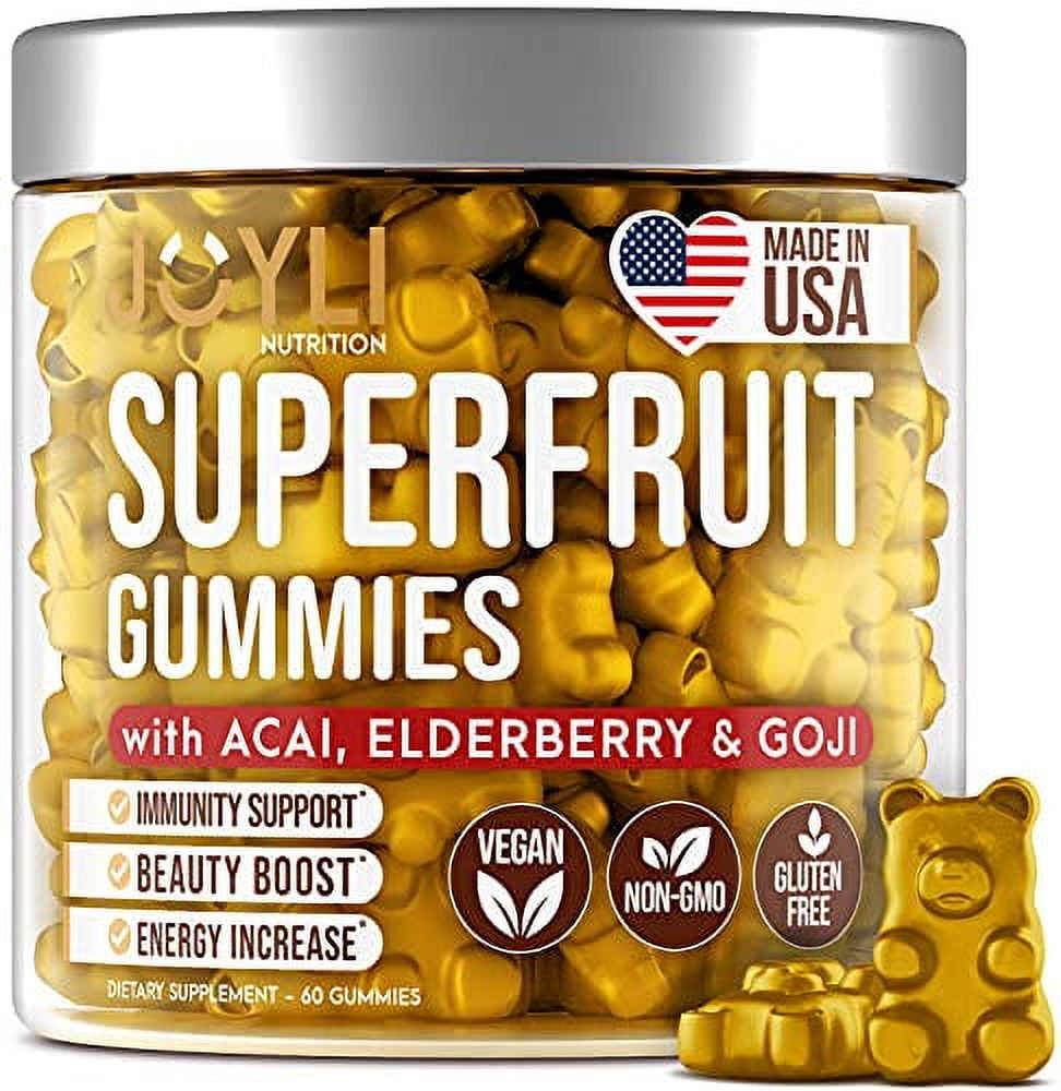 JOYLI Superfruit Multivitamin Gummies, Vegan, Sugar-Free, 60 Count ...