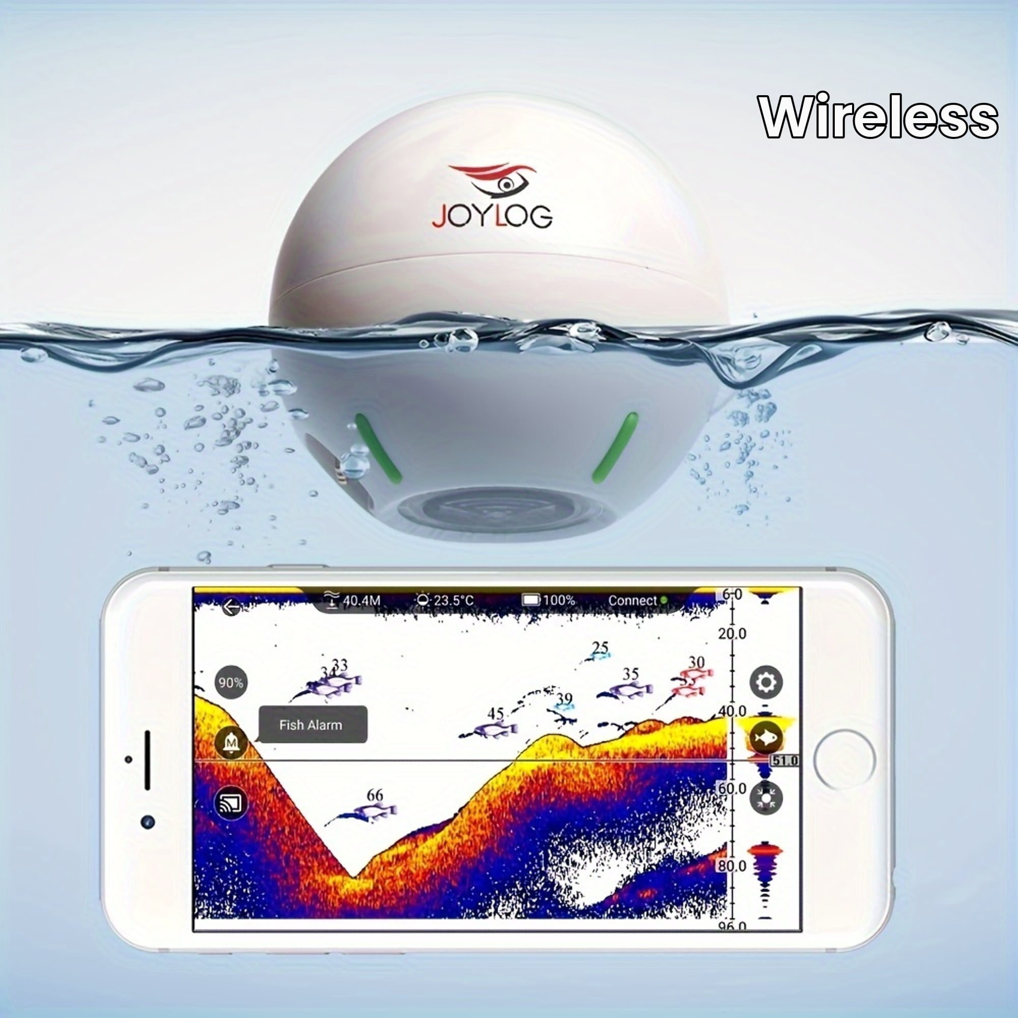 JOYLOG Portable Wireless Bluetooth Fish Finder smart sonar depth finder ...