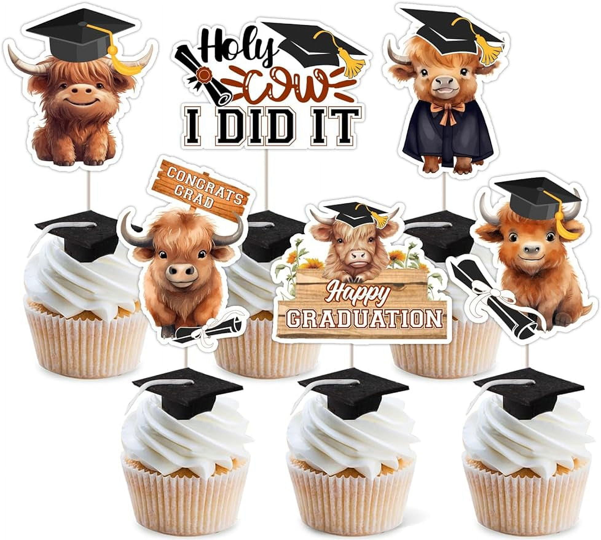 Highland Cow Graduation Cake Toppers, by Hoymemo (24 Counts) - Walmart.com