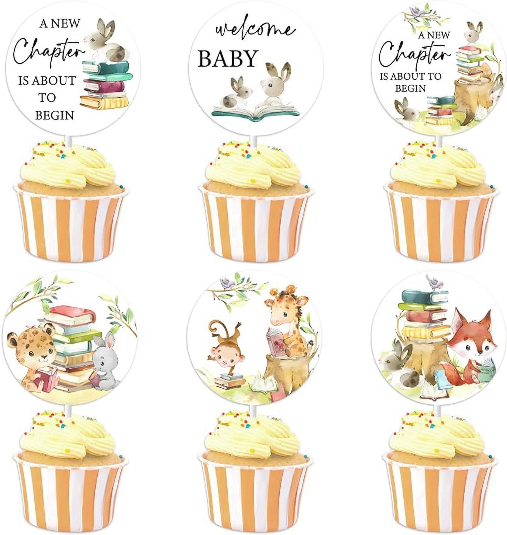 JOYMEMO 24 Pcs Storybook Baby Shower Cupcake Toppers for Boy Girl, A ...