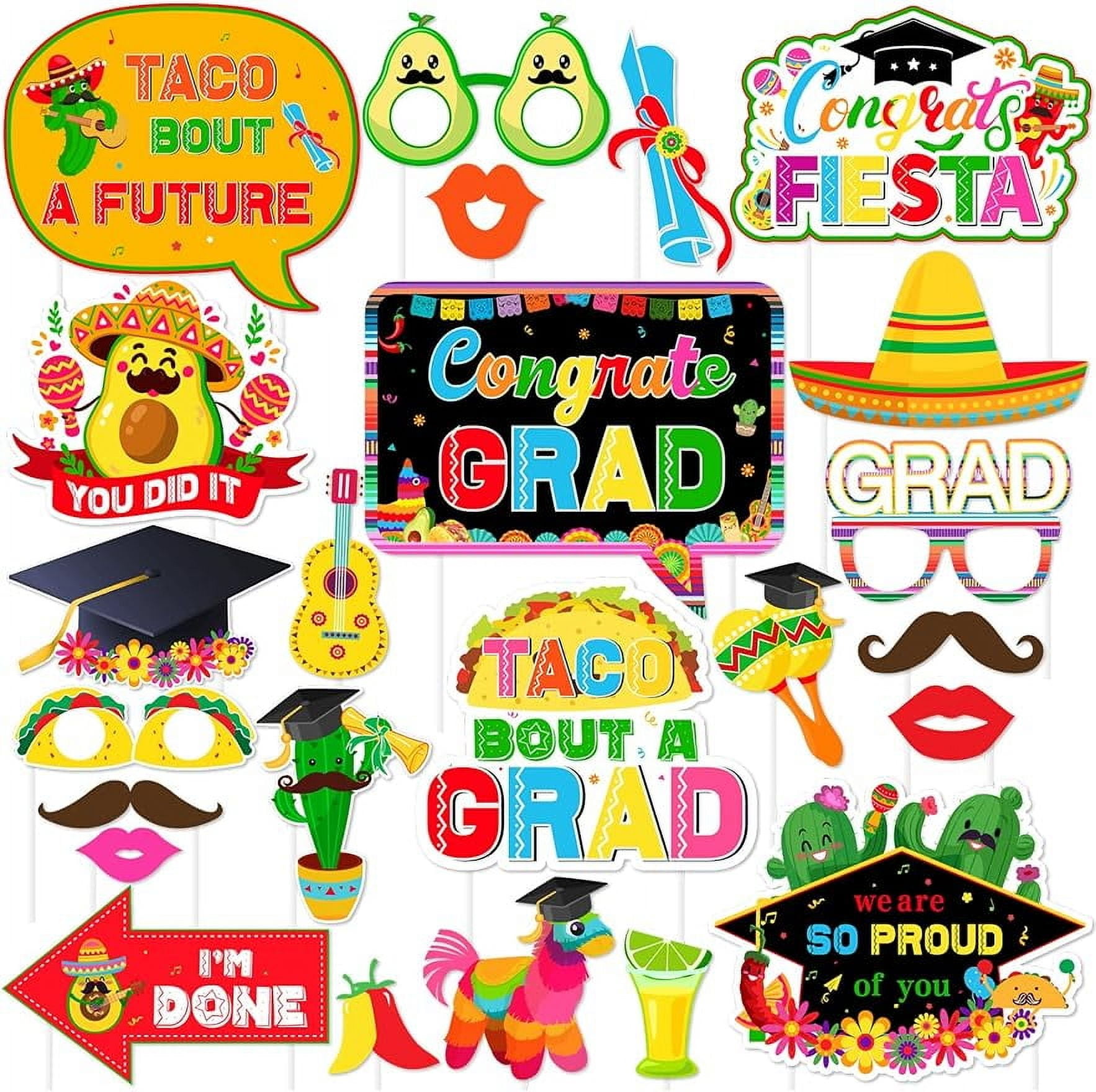 JOYMEMO 24 Pieces Mexican Graduation Photo Booth Props - Fiesta ...