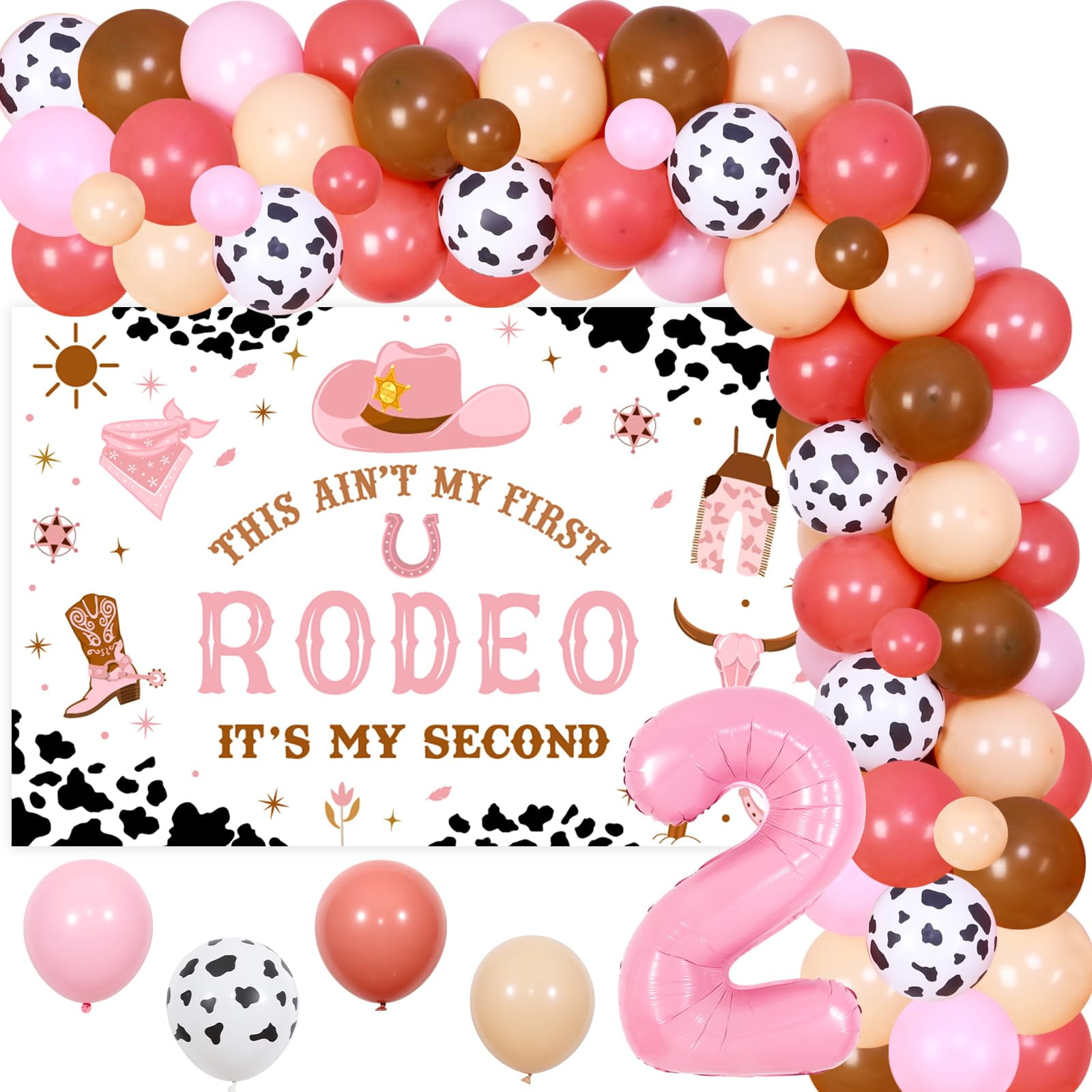 JOYMEMO My 2nd FEV6 Rodeo Birthday Decorations Girl - Boho Garland Arch ...