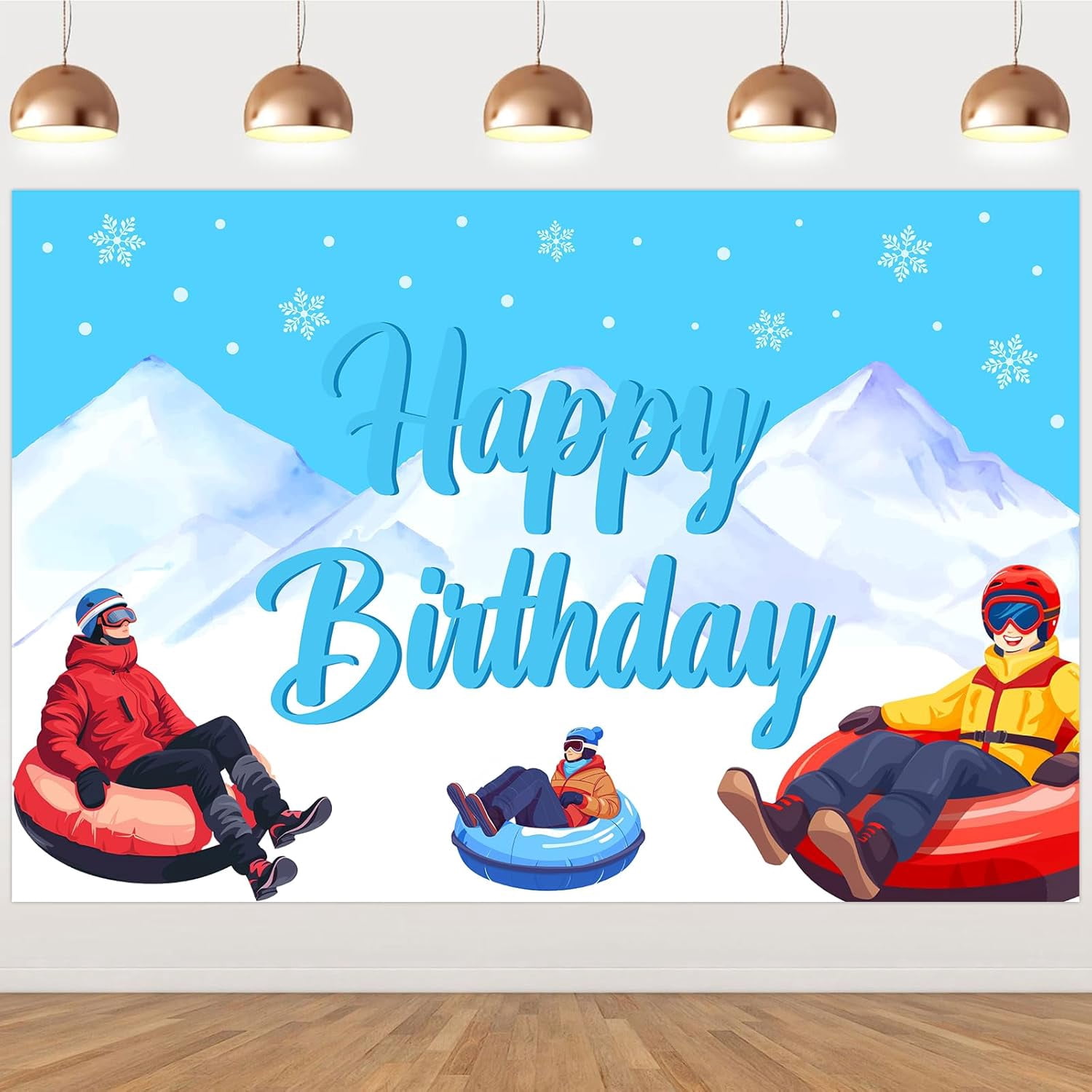 JOYMEMO 5x3ft Snow Tubing Birthday Backdrop - Snow Tubing Theme ...