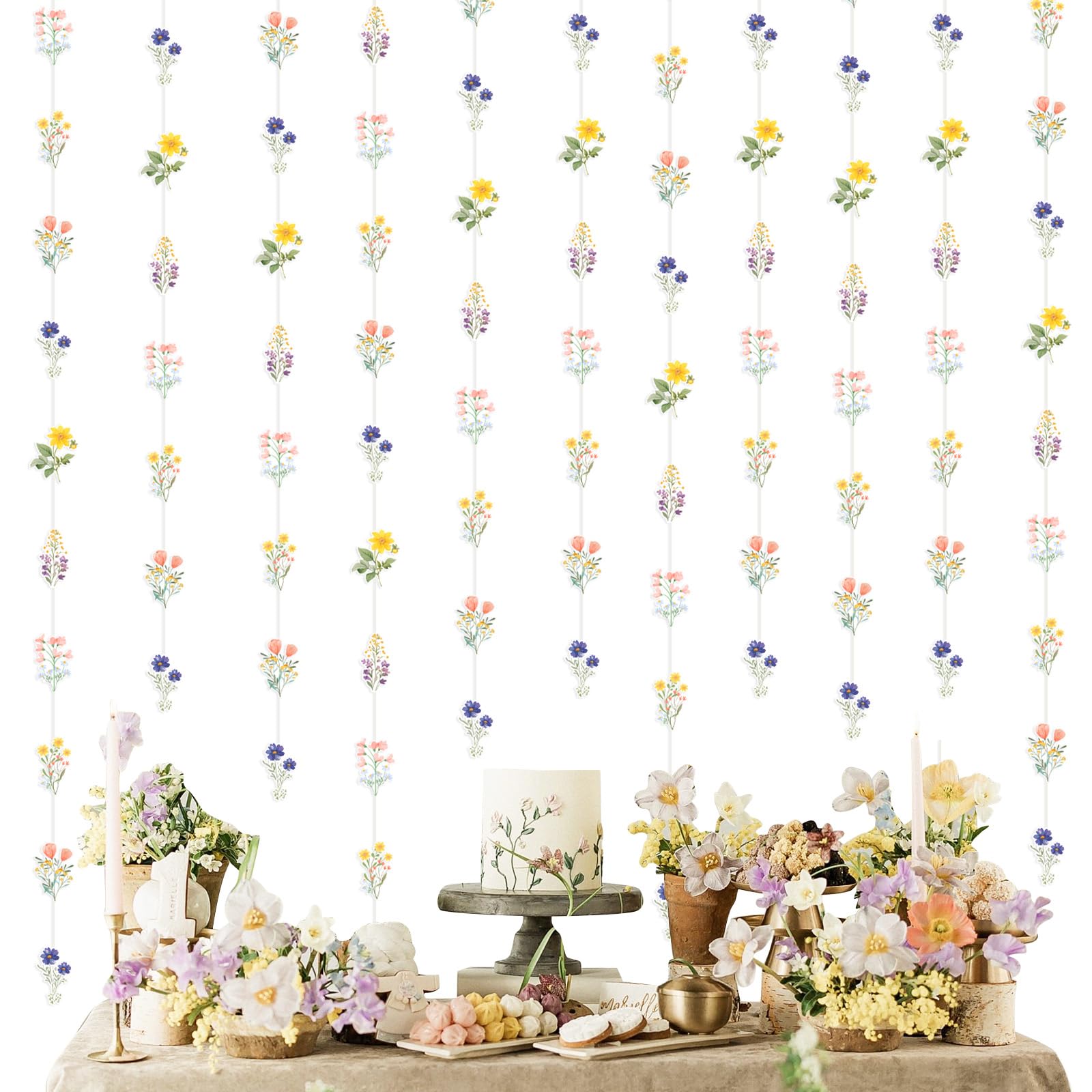JOYMEMO 8 PcsTRDN Wildflower Garland Streamers for Birthday Party Baby ...