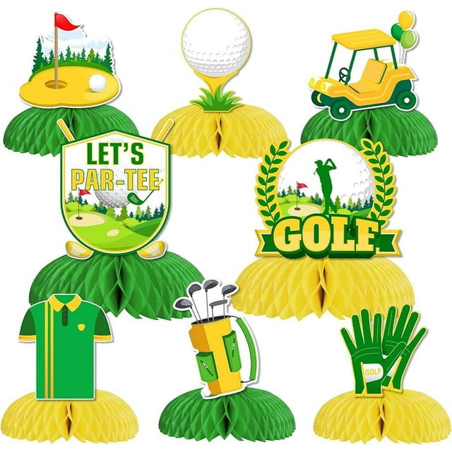 JOYMEMO 8 Pieces Golf Party Table Decorations Yellow Green, Golf ...