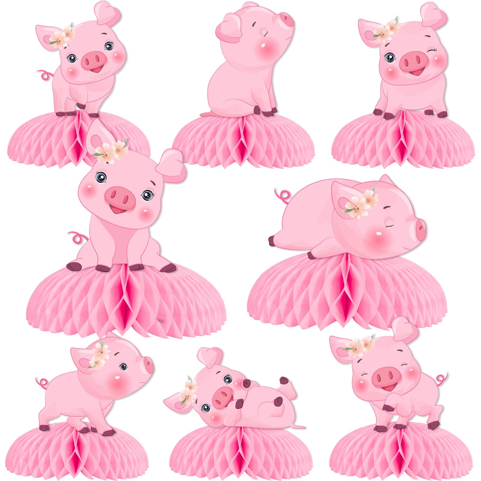 JOYMEMO 8 Pieces Pig MMF7 Honeycomb Centerpieces for Tables - Theme ...