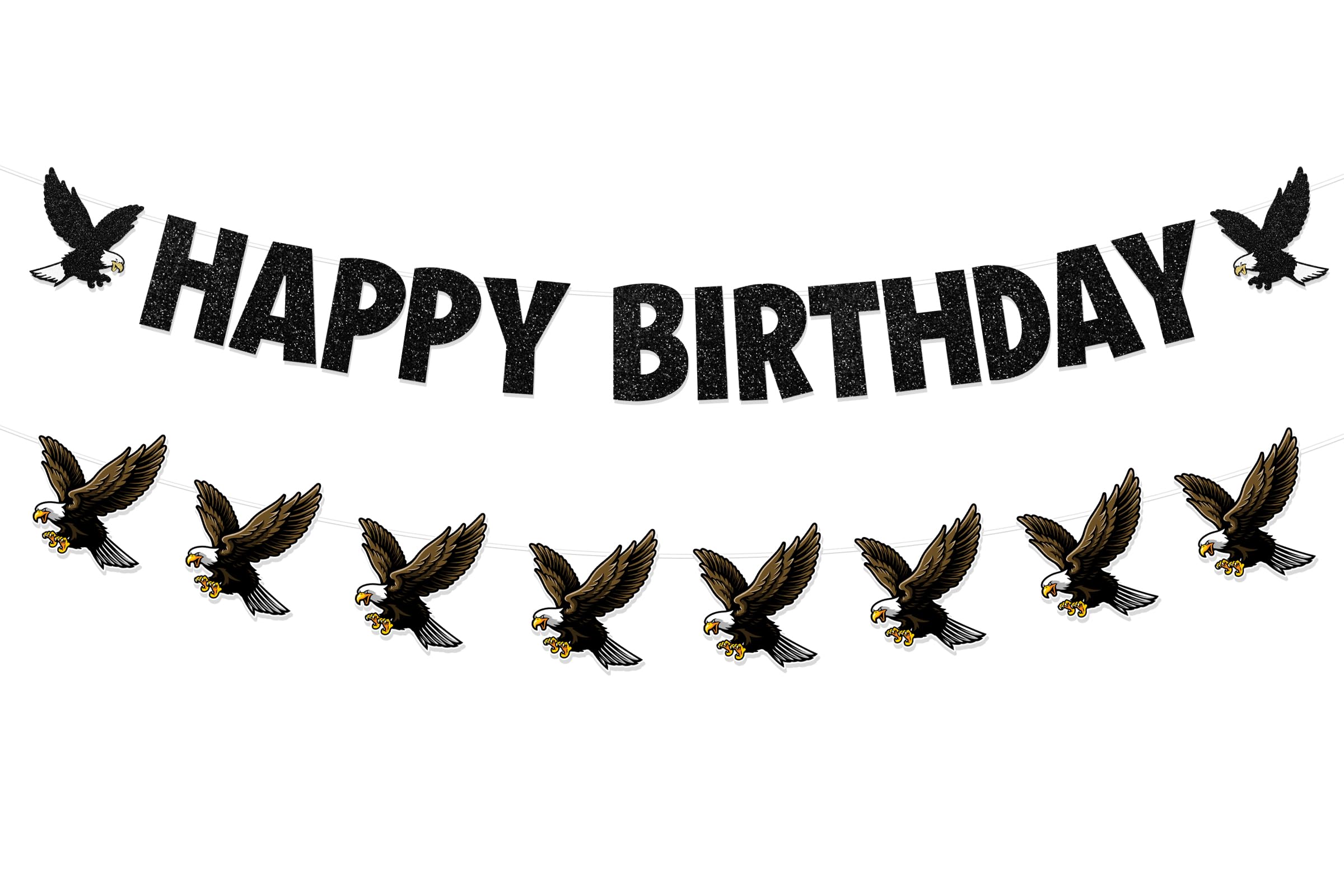 JOYMEMO Bald Eagle Happy DHF10 Birthday Banner with Garland - Bald ...