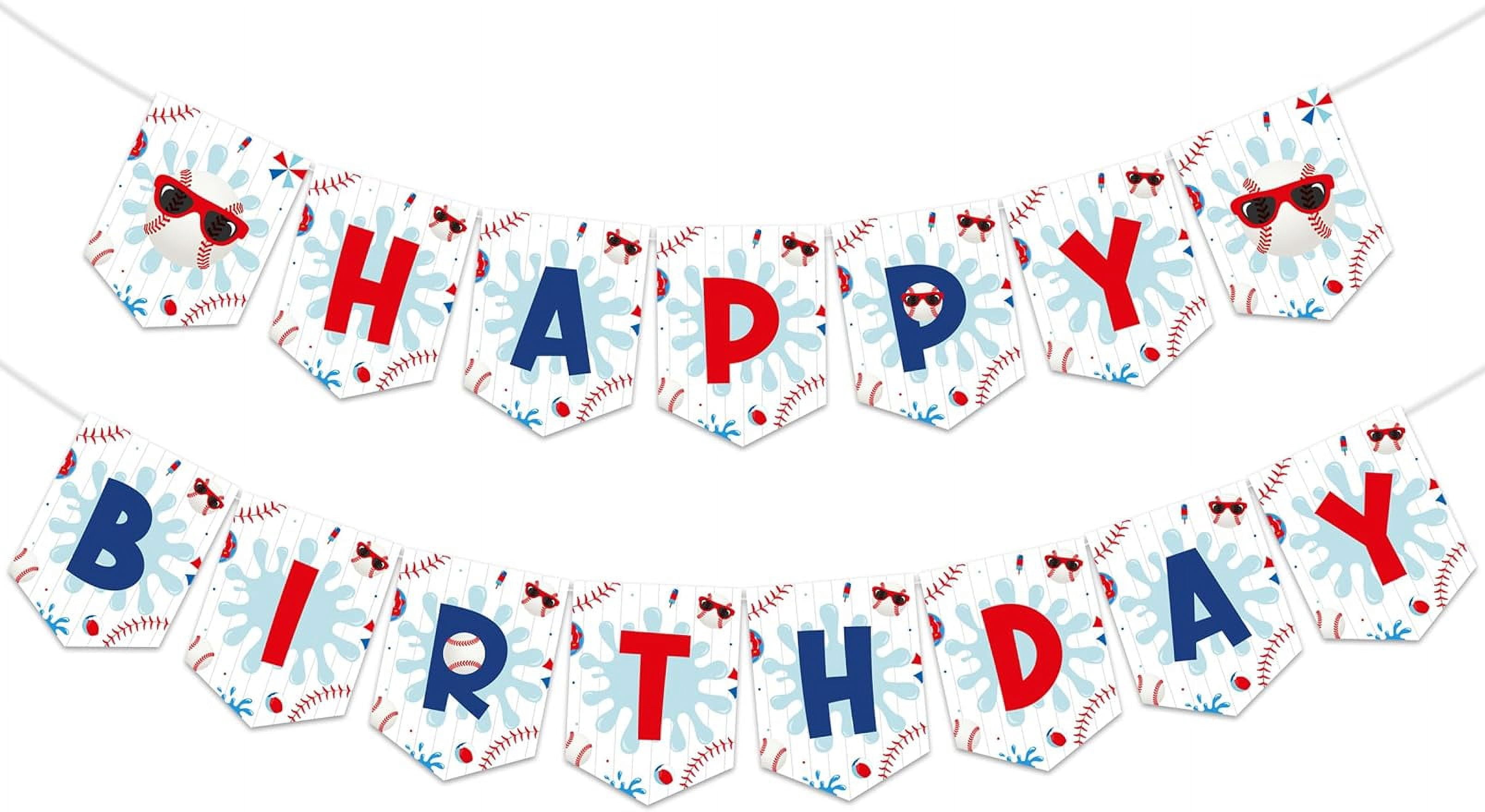 JOYMEMO Baseball Pool Birthday Banner, Baseball Pool Party Decorations ...