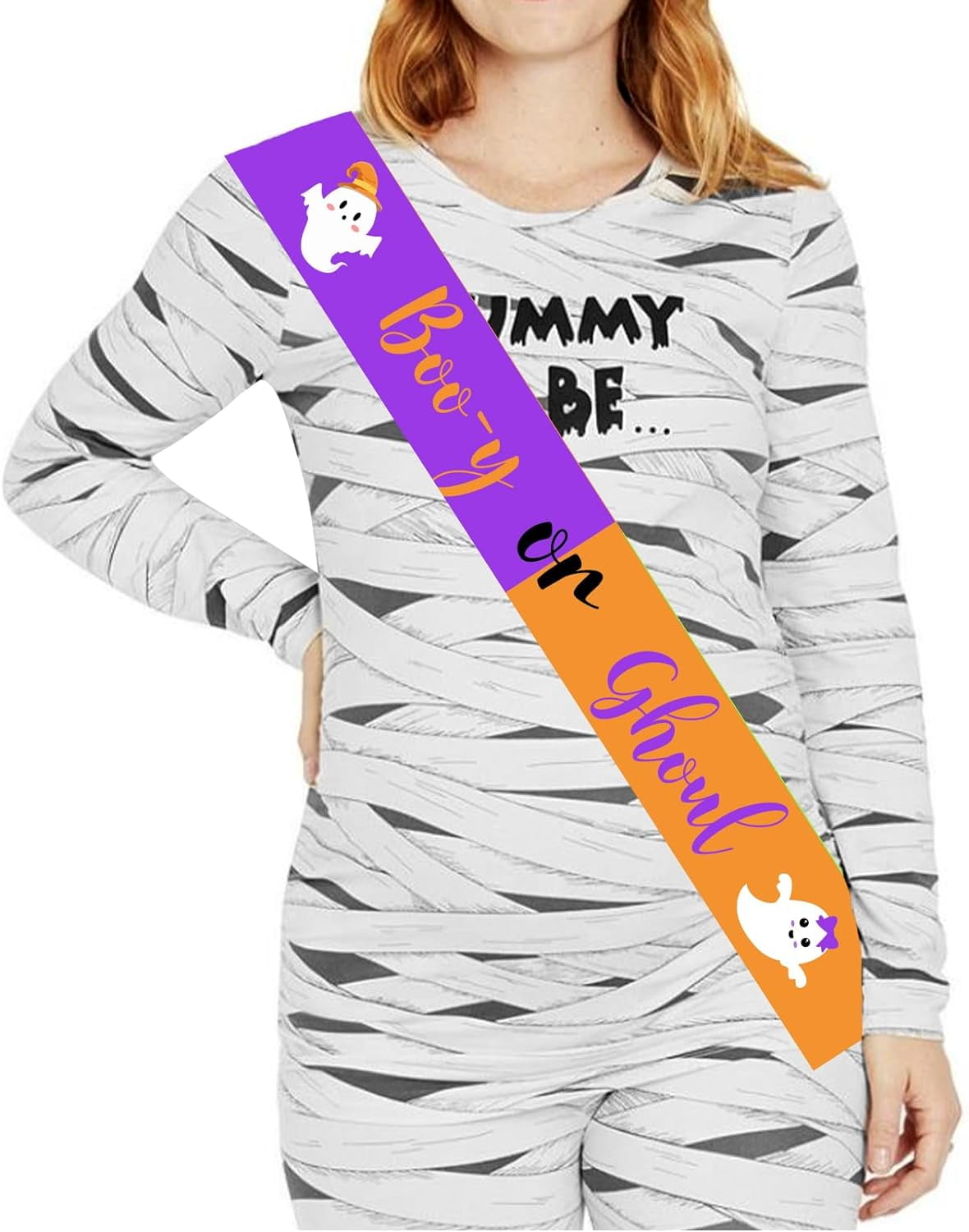 JOYMEMO Booy or Ghoul Sash Orange Purple - Halloween Gender Reveal ...