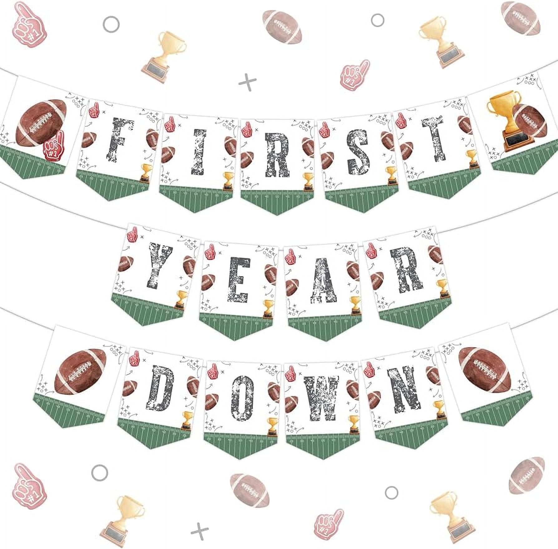 JOYMEMO First Year Down Football Banner for Boys, Football 1st Birthday ...