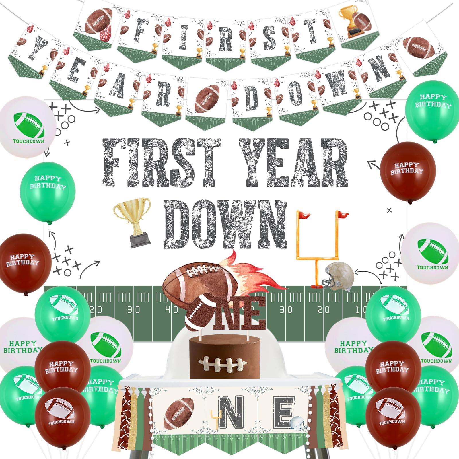 JOYMEMO Football 1st Birthday Party Decorations KKS1 for Boys - Year ...