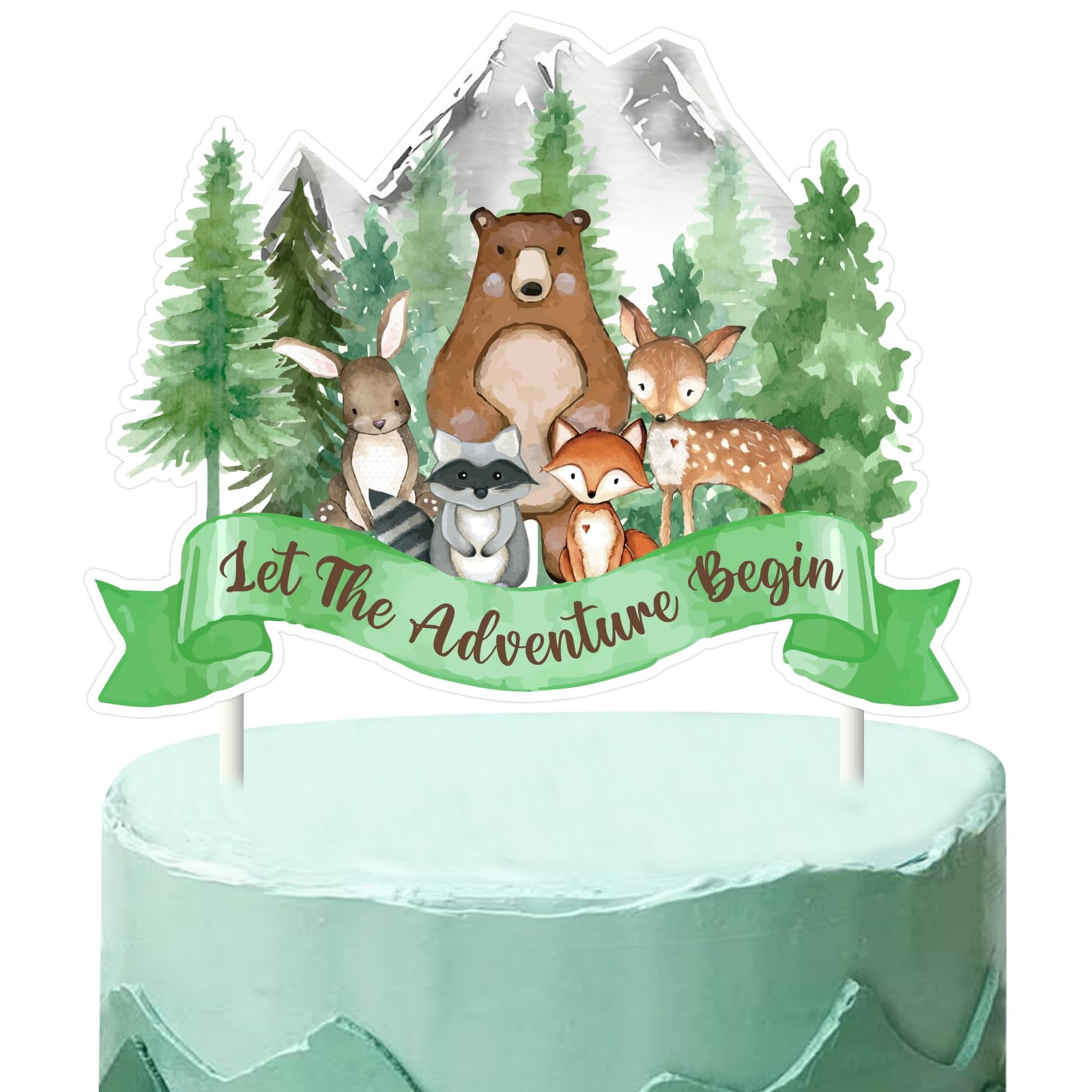 JOYMEMO Let The Adventure Begin Cake BSL1 Topper - Woodland Animals ...