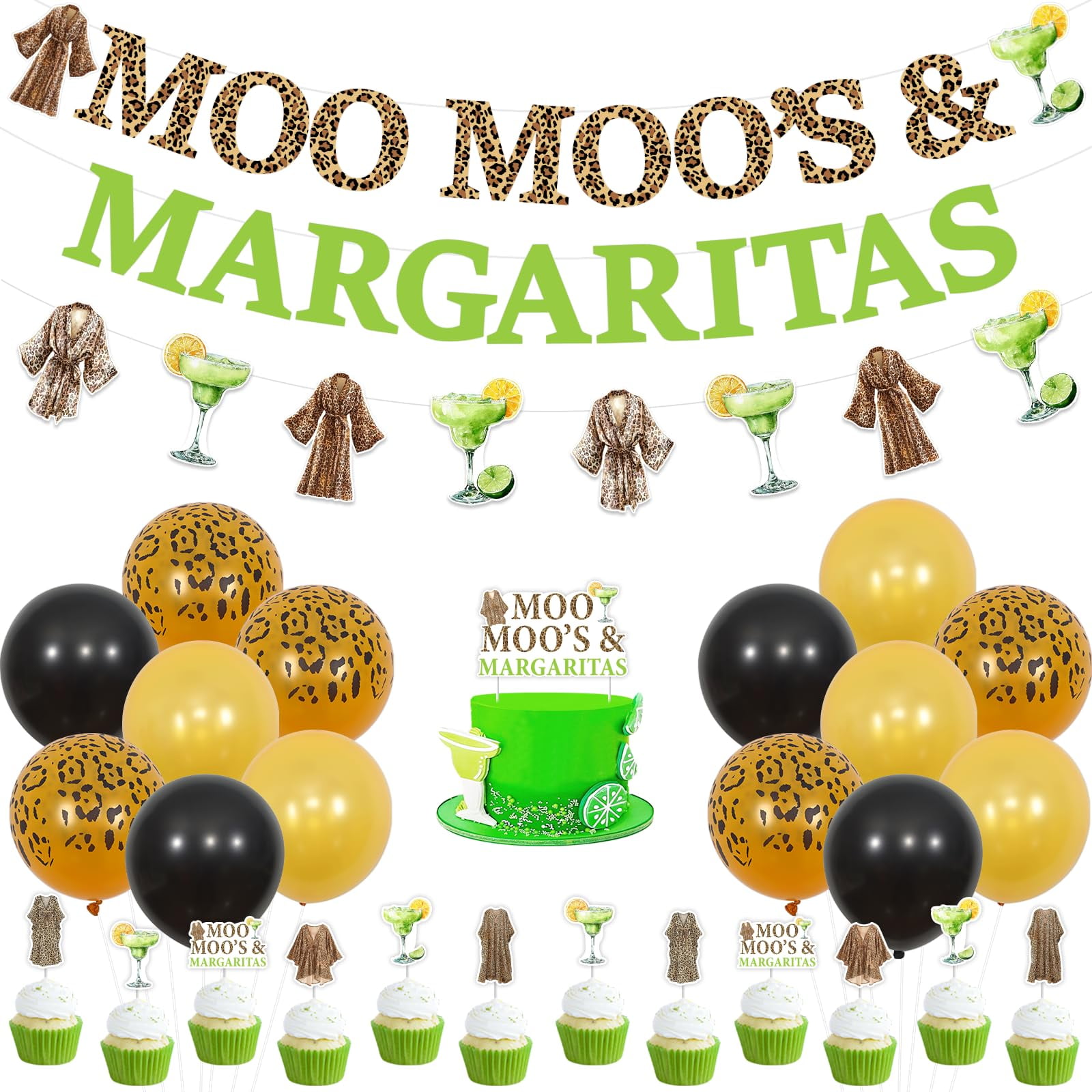 JOYMEMO Moo Moos and Margaritas Birthday Decorations for Women Female ...