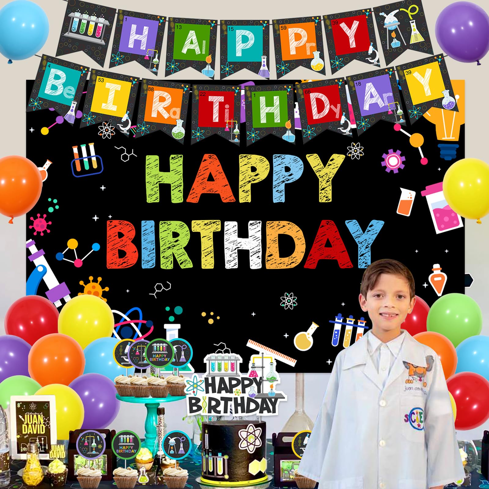 JOYMEMO Science Birthday AJH3 Party Decorations Boy Girl - Science ...