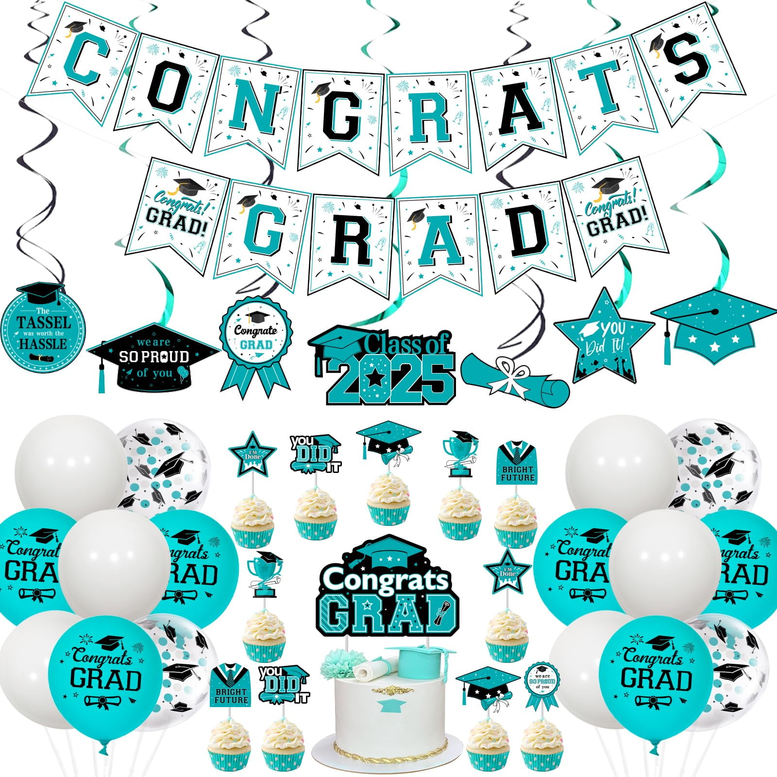 JOYMEMO Teal Graduation Party Decorations 2025, RST1 Congrats Grad ...