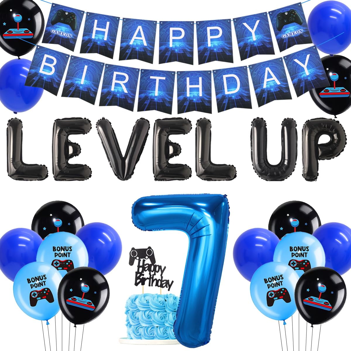 JOYMEMO Video Game 7th Birthday Decorations for Boys - Level up Party ...