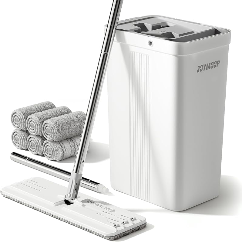 JOYMOOP Mop and Bucket with Wringer Set for Home, Flat Mop and Bucket ...